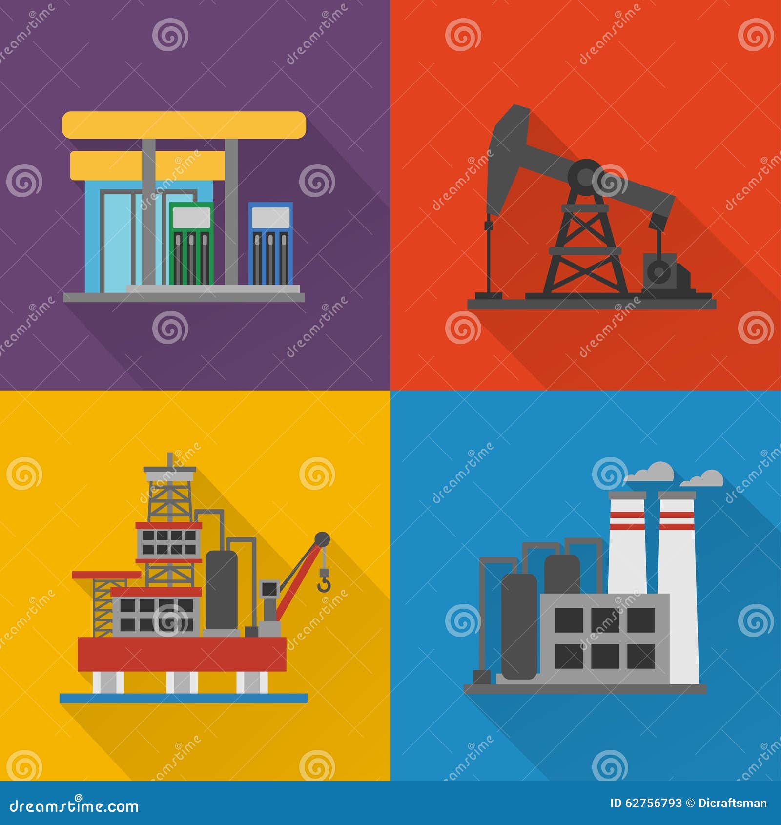 Oil Industry Modern Concept Design Flat Set Stock Vector - Illustration ...