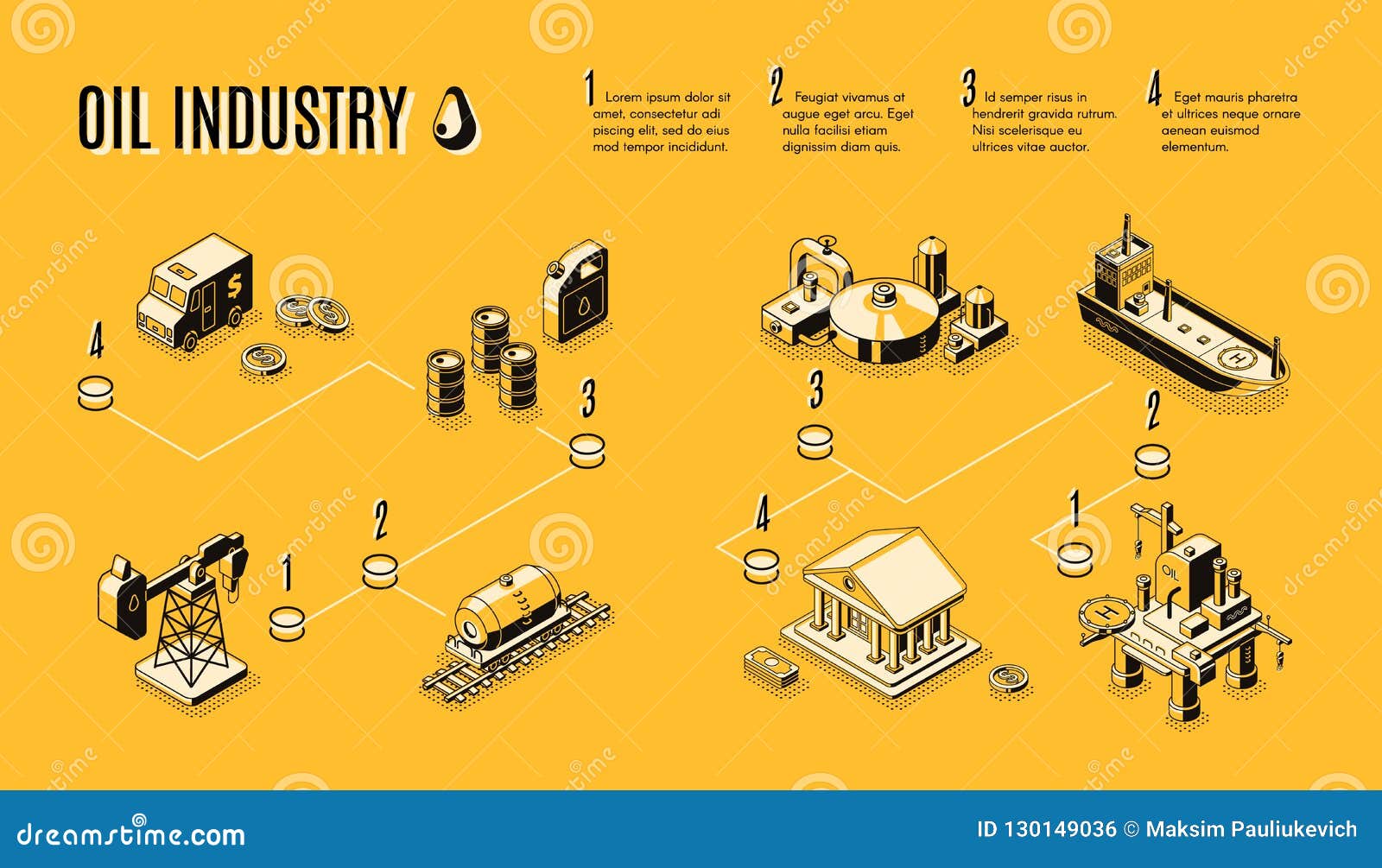 Oil Industry Production Path Isometric Vector Stock Vector ...