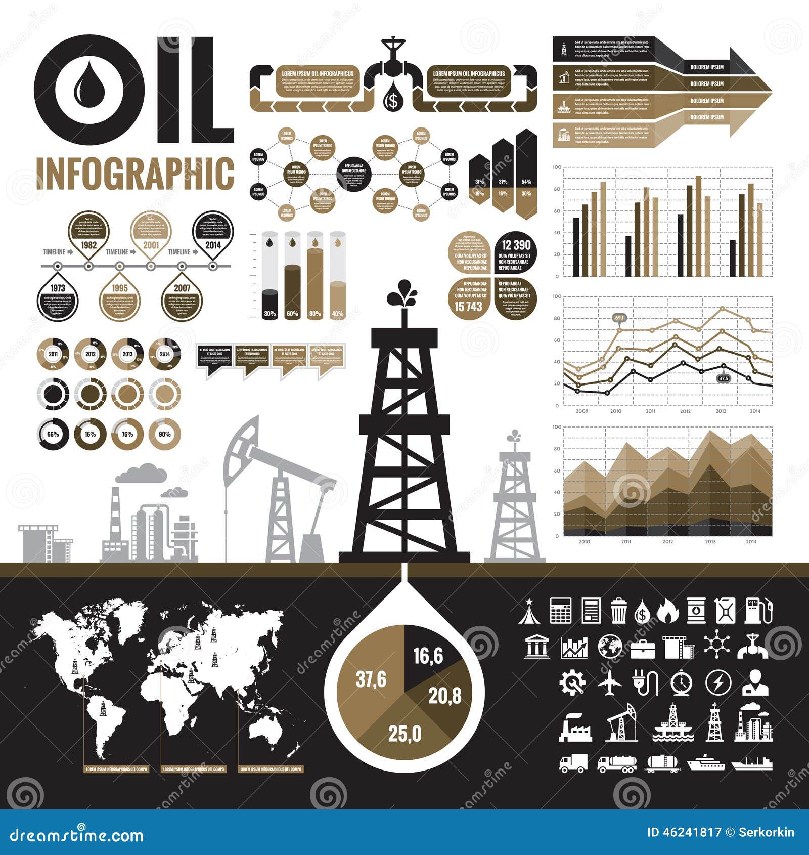 Oil Industry - Vector Infographic Elements for Presentation, Booklet ...