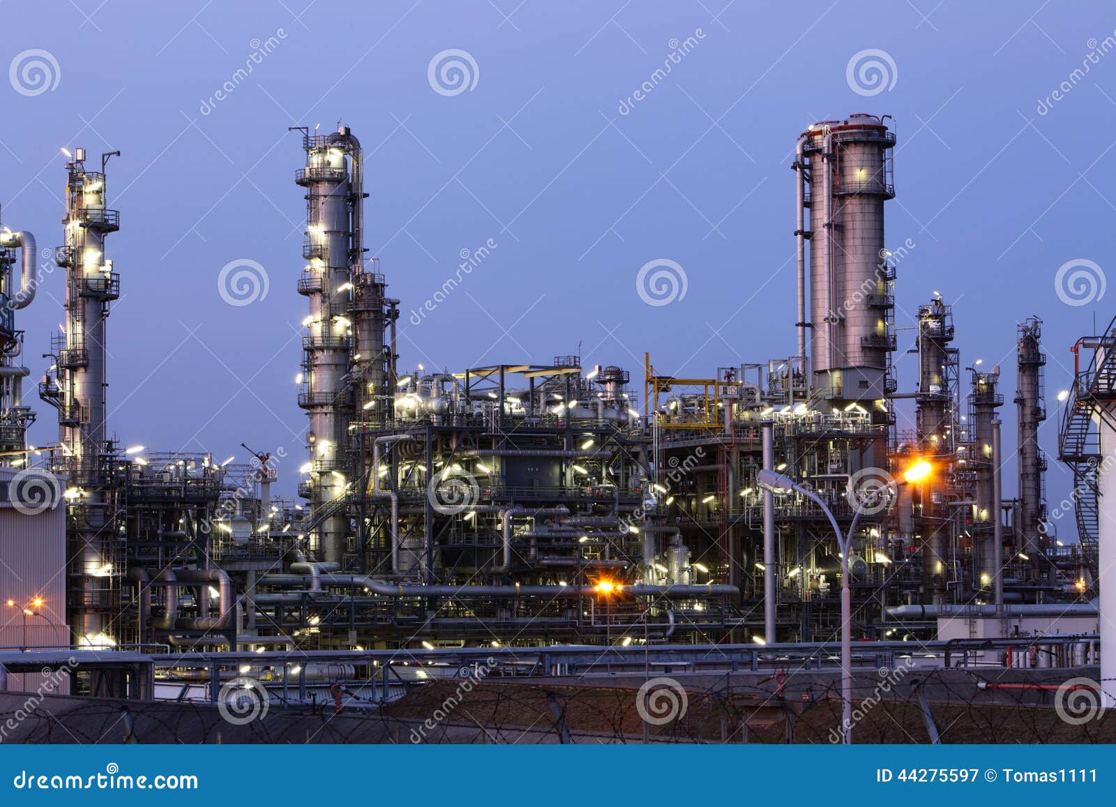 Oil Indutry Refinery - Factory With Lightning Royalty-Free Stock Image ...