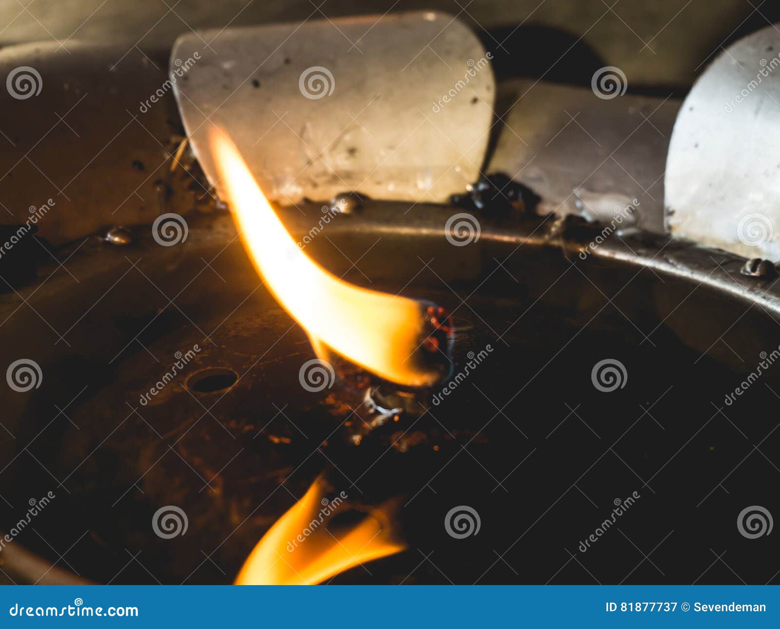 Oil lamp fire in temple. stock image. Image of relaxation - 81877737