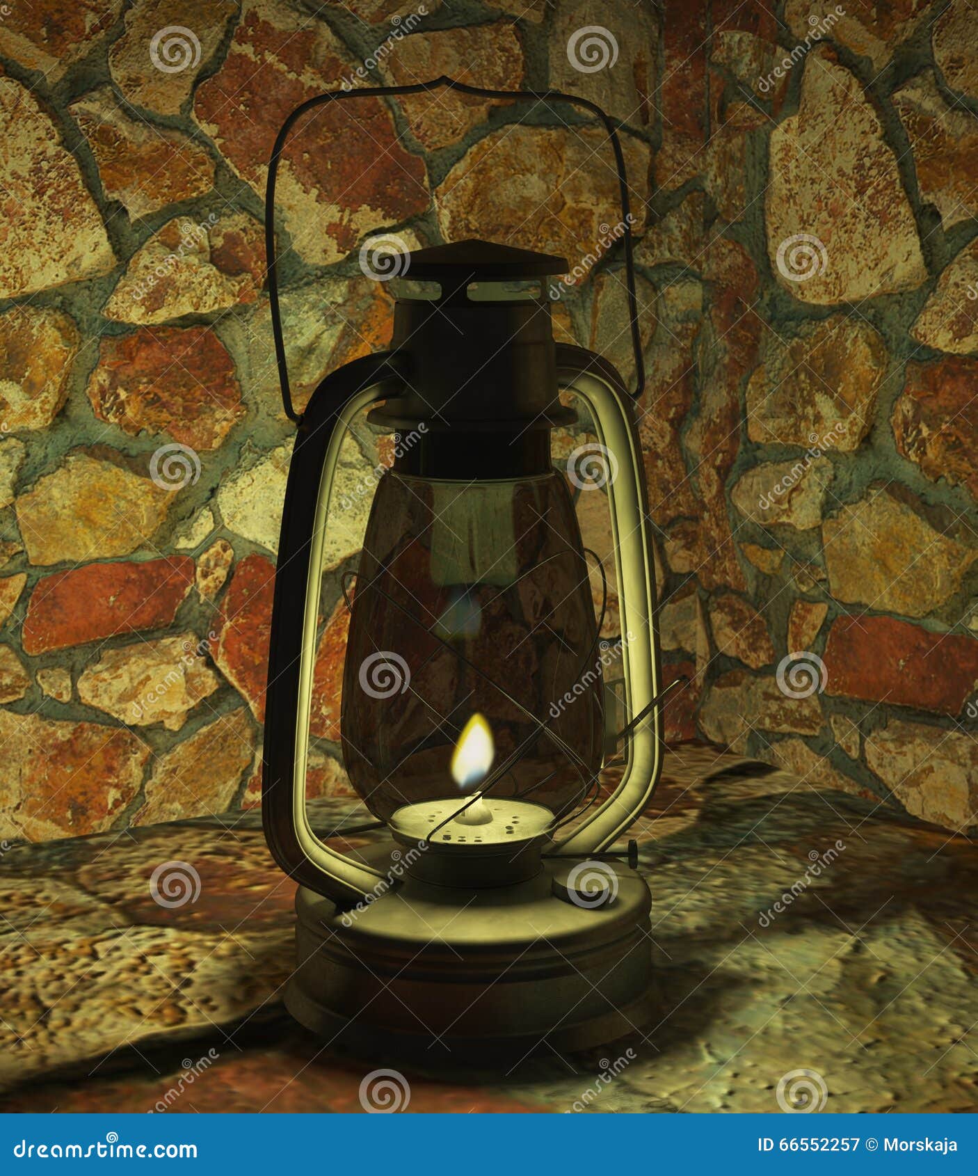 Oil lamp in a stone cave stock image. Image of refraction - 66552257
