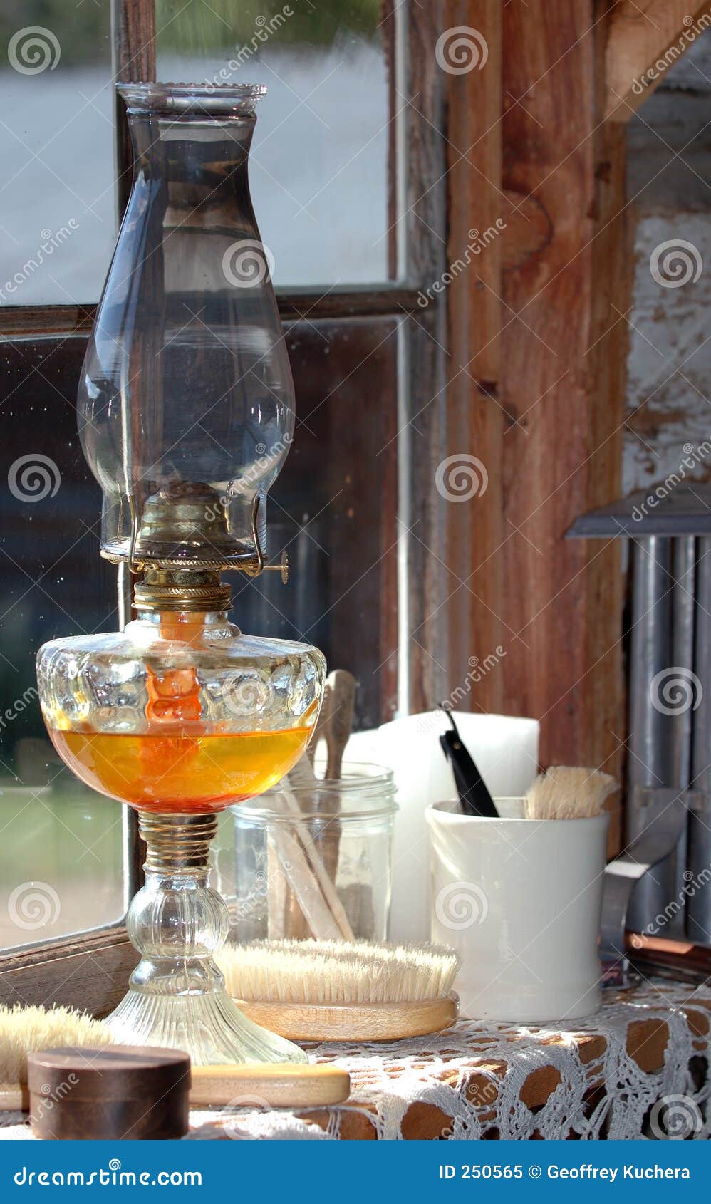 Oil Lantern in Window stock image. Image of antique, classic - 250565