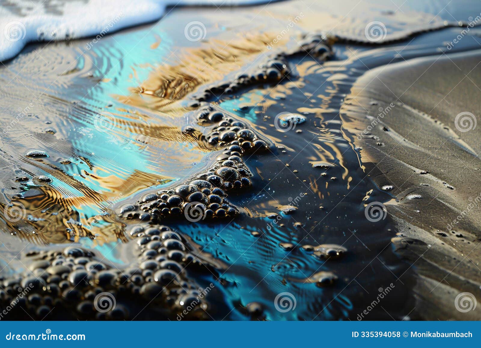 Oil Layer on Ocean Water at Beach Stock Illustration - Illustration of ...