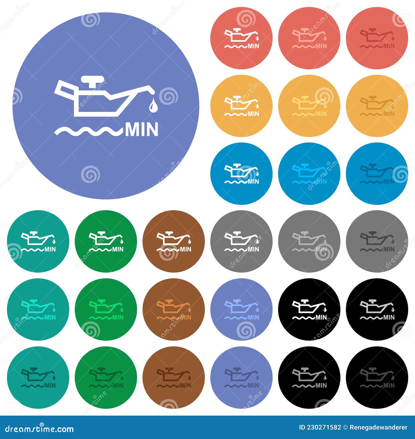 Oil Level Minimum Indicator Round Flat Multi Colored Icons Stock Vector ...