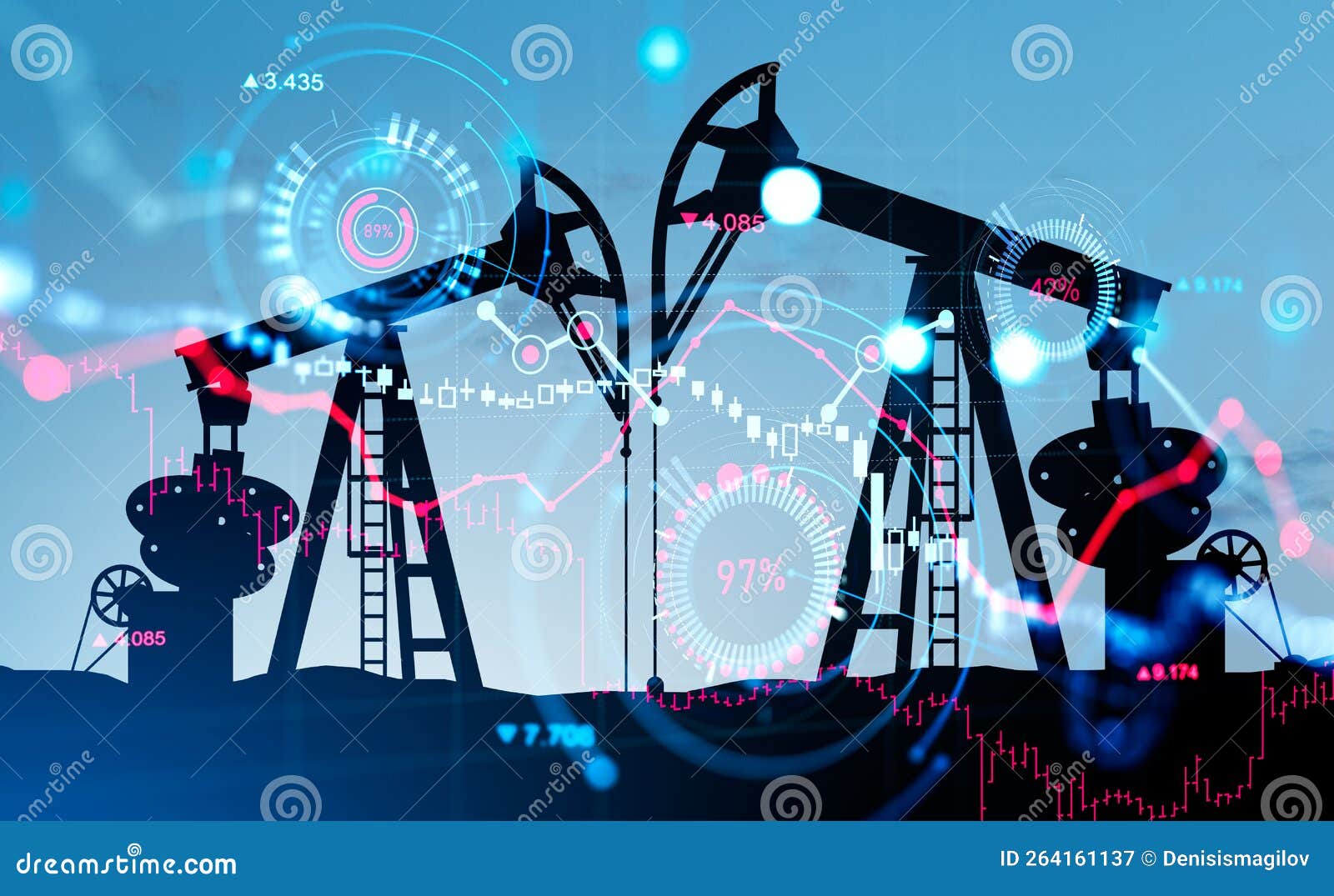 Oil Mining and Forex Diagrams with Rising and Falling Dynamics Stock ...