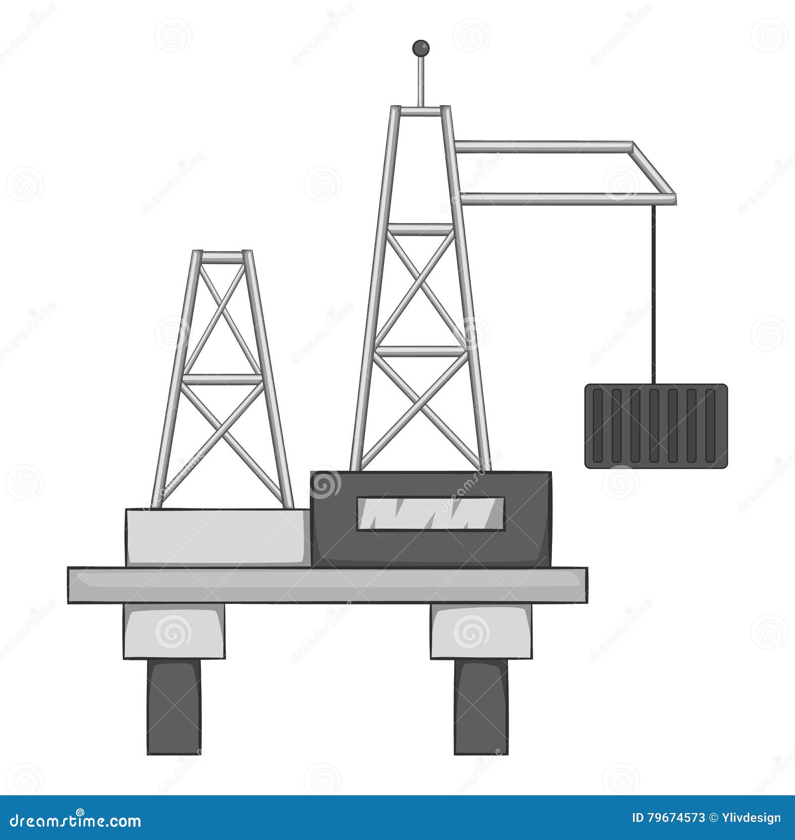 Oil Offshore Platform Icon, Gray Monochrome Style Stock Vector ...
