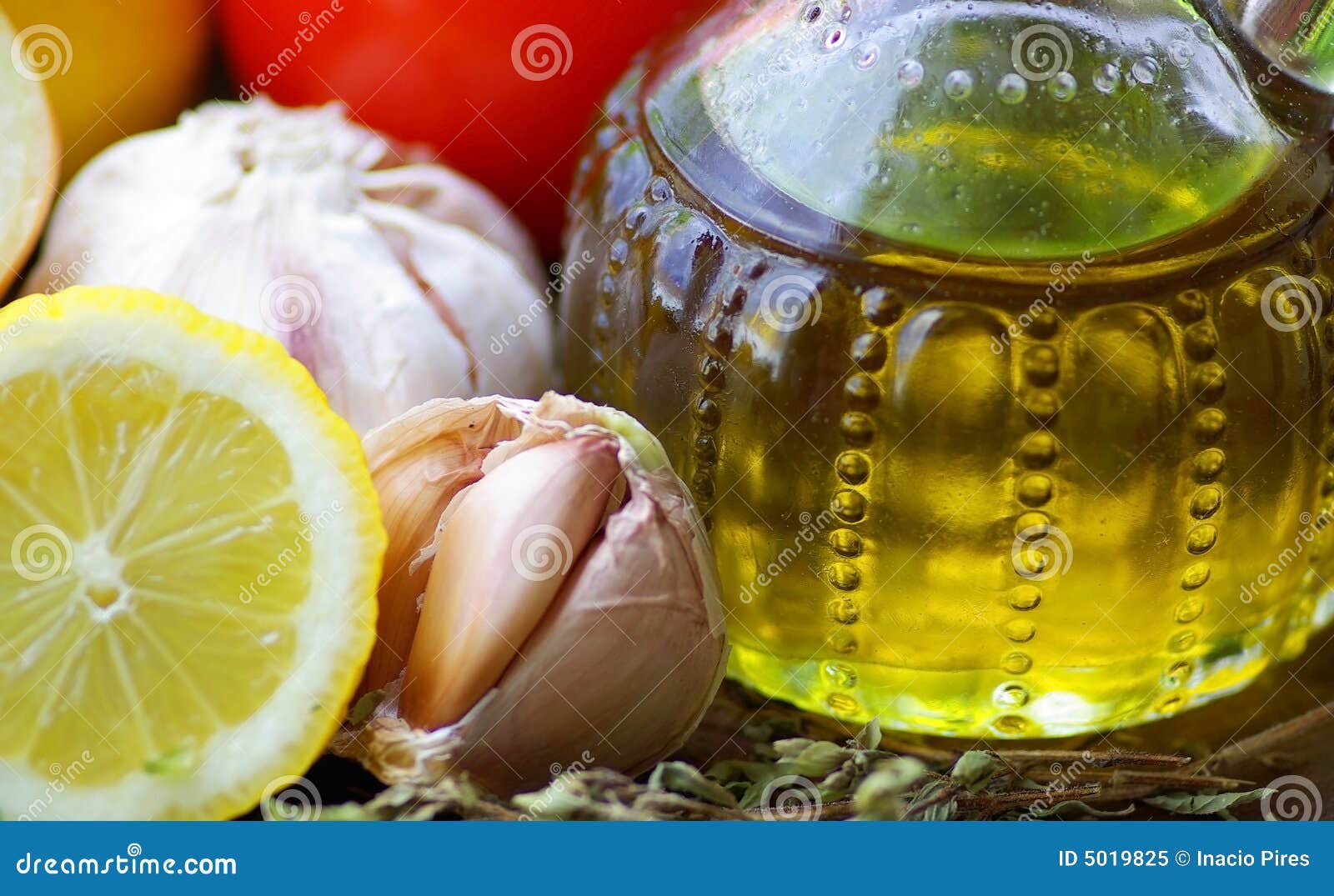Oil Olive and condiments. stock image. Image of bakery - 5019825