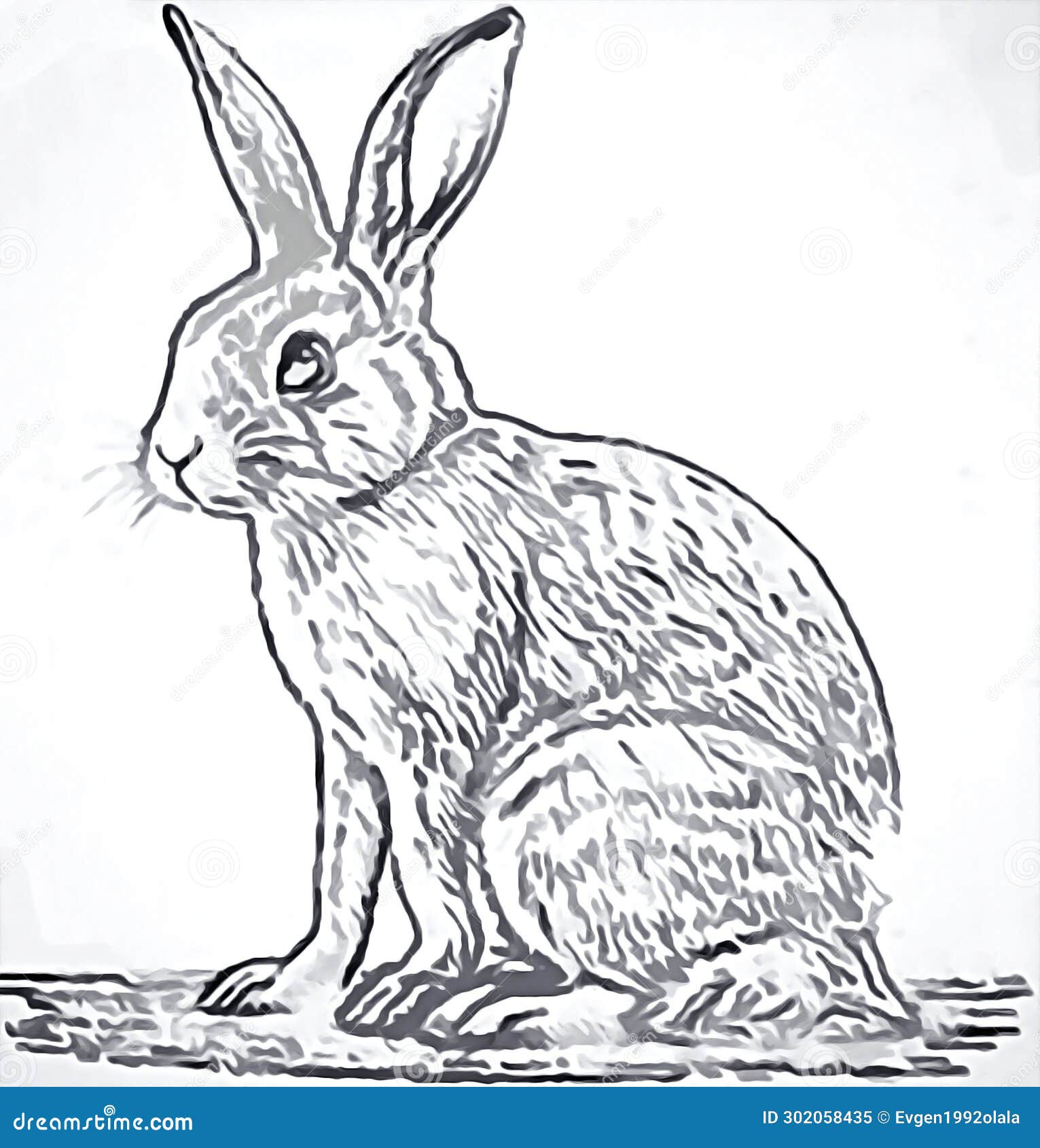 Oil Paint Close-up Sketch of a Rabbit Stock Illustration - Illustration ...