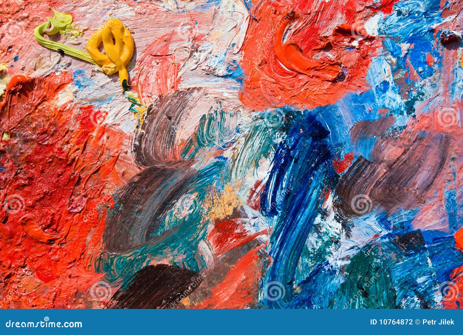 Oil Paint Palette Very Colorful Stock Photo - Image of abstract, green ...