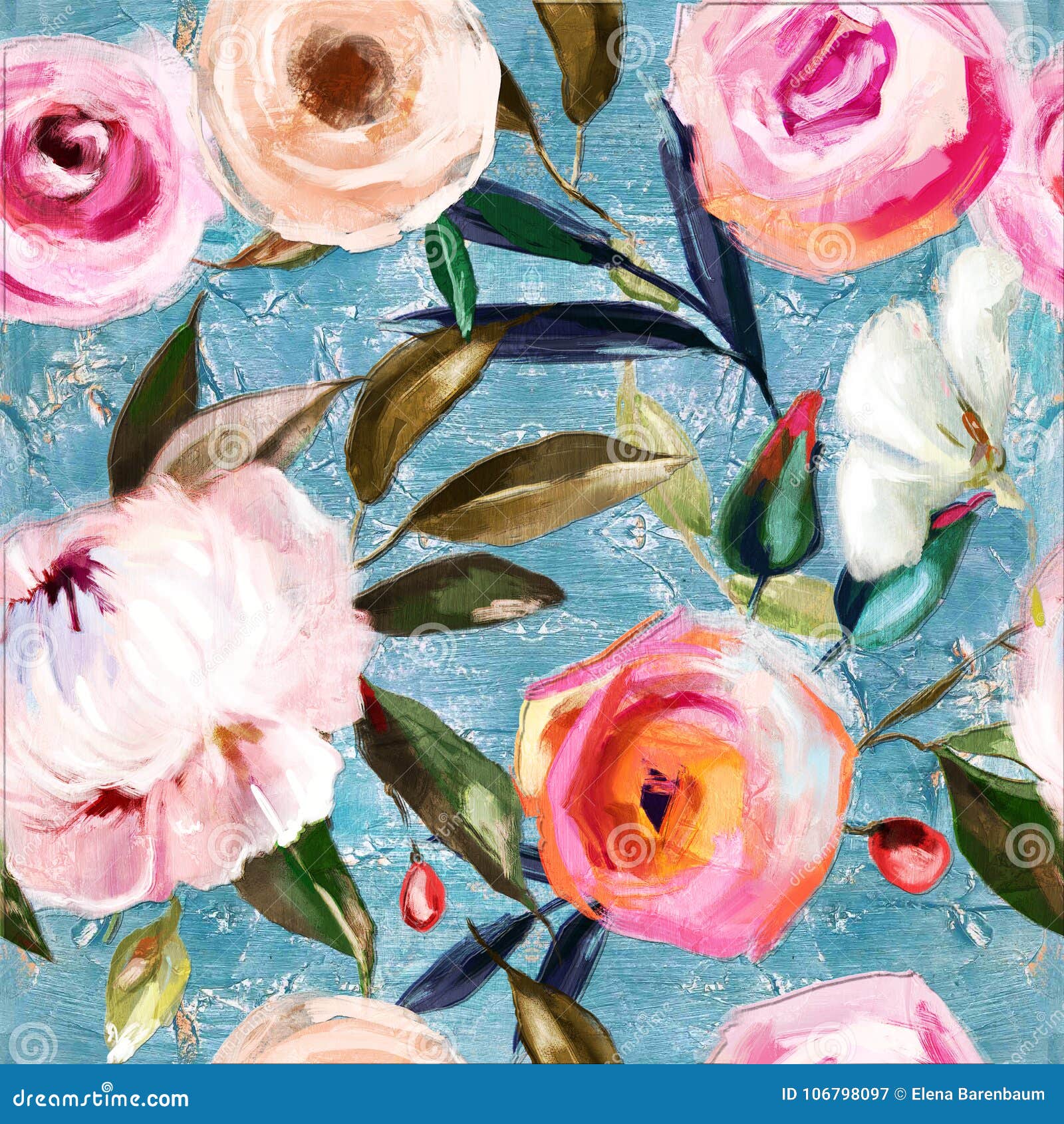 Oil Painted Seamless Floral Pattern Stock Illustration - Illustration ...