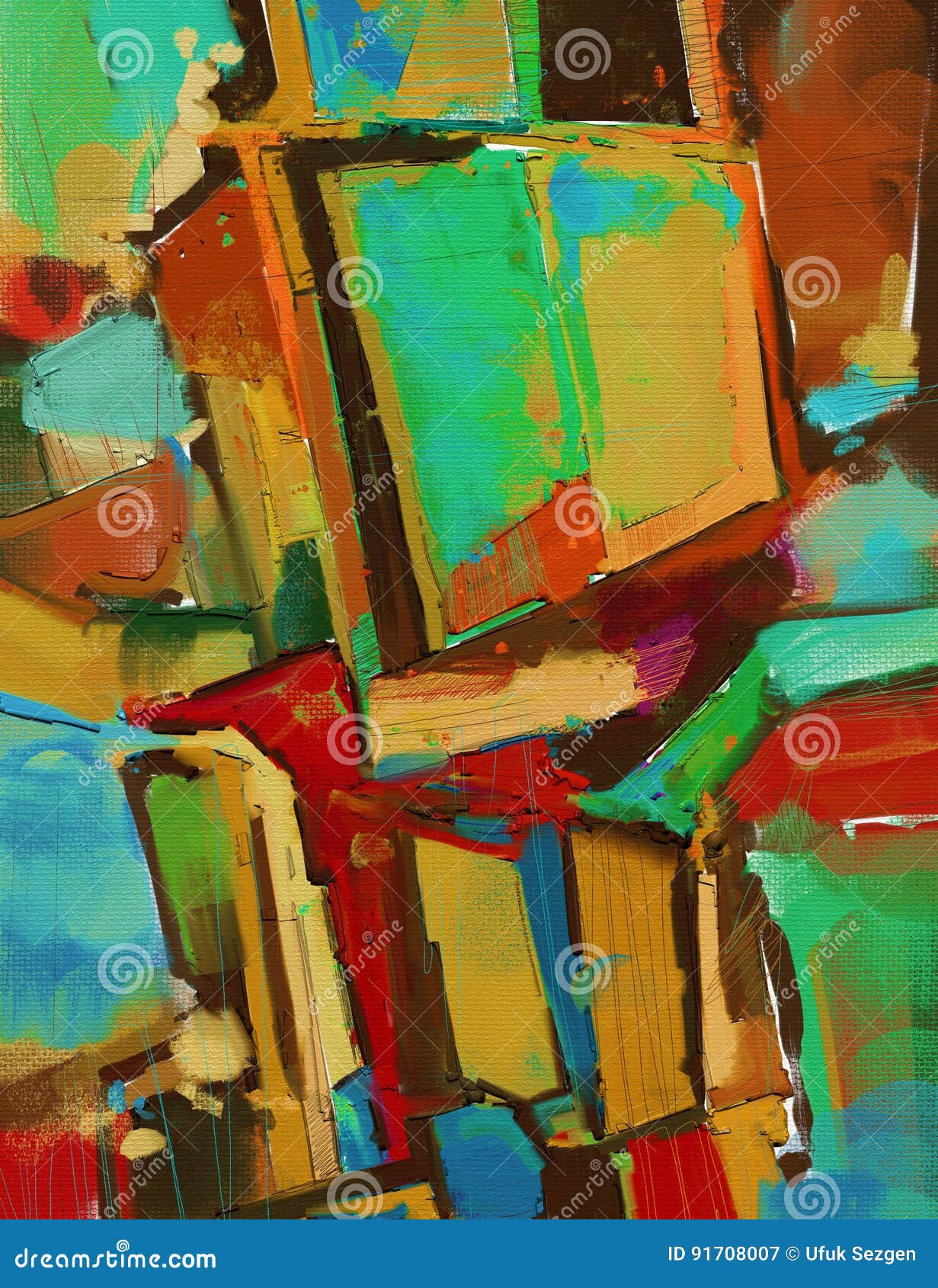 Oil Painting Abstract Style Artwork on Canvas Stock Illustration ...