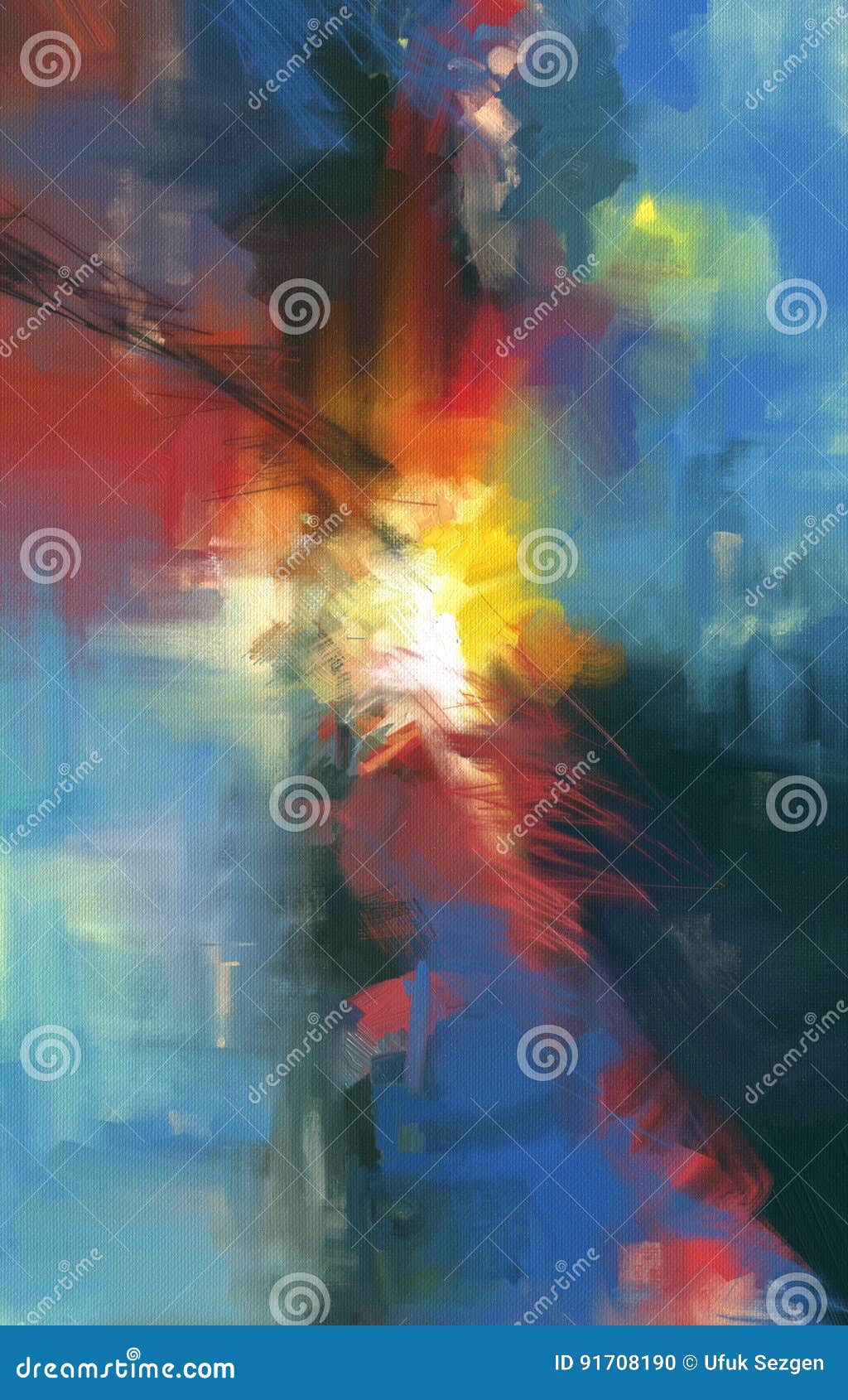Oil Painting Abstract Style Artwork on Canvas Stock Illustration ...