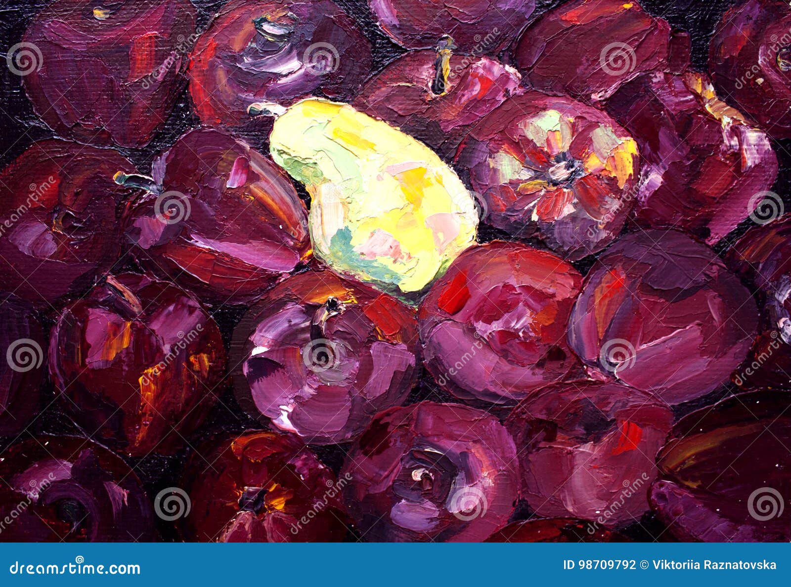 Oil Painting of Apple and Pear Stock Illustration - Illustration of ...