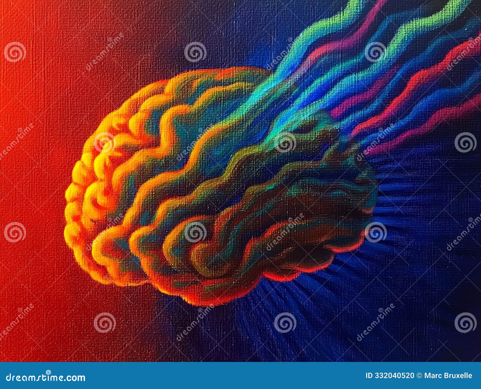 Oil Painting Of A Brain, With Psychedelics Forms And Colors Royalty ...