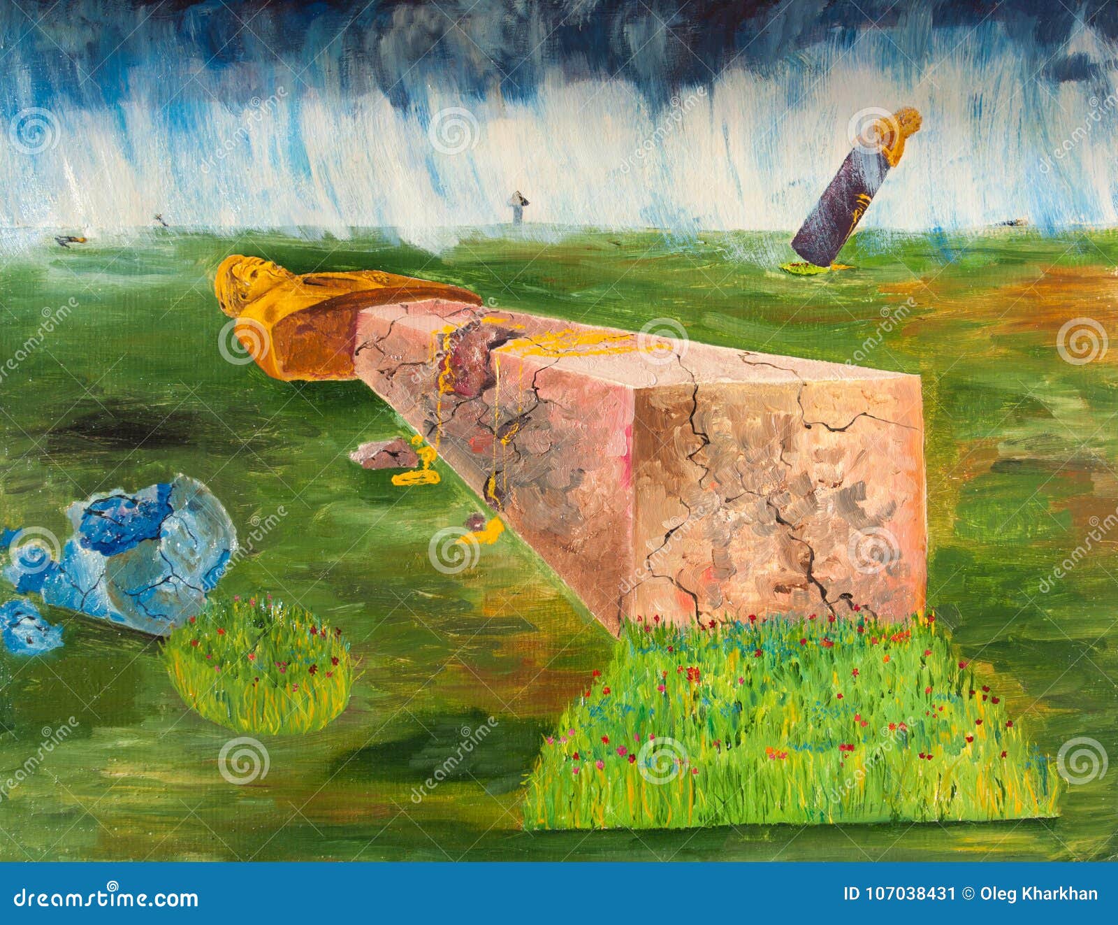 The Collapse of the Monuments. Stock Illustration - Illustration of ...