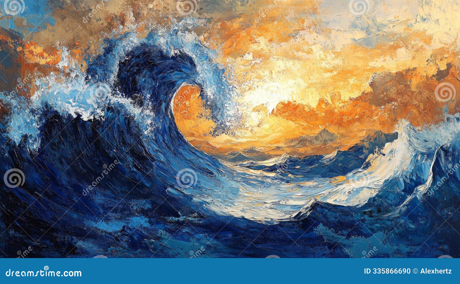 Oil Painting of a Dramatic Ocean Wave Stock Photo - Image of ...