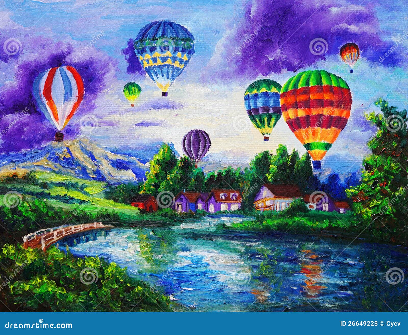 Oil Painting - Fire Balloon Stock Illustration - Illustration of brush ...