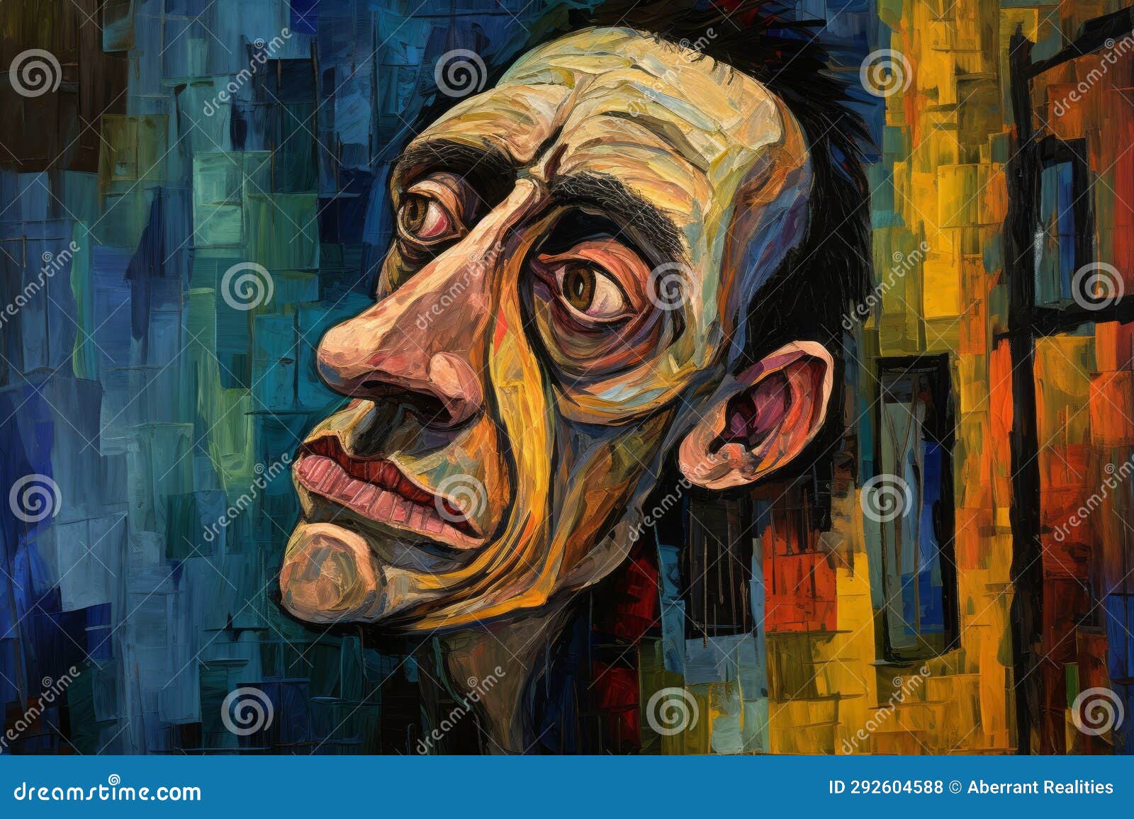 An Oil Painting of a Mans Face Stock Illustration - Illustration of ...