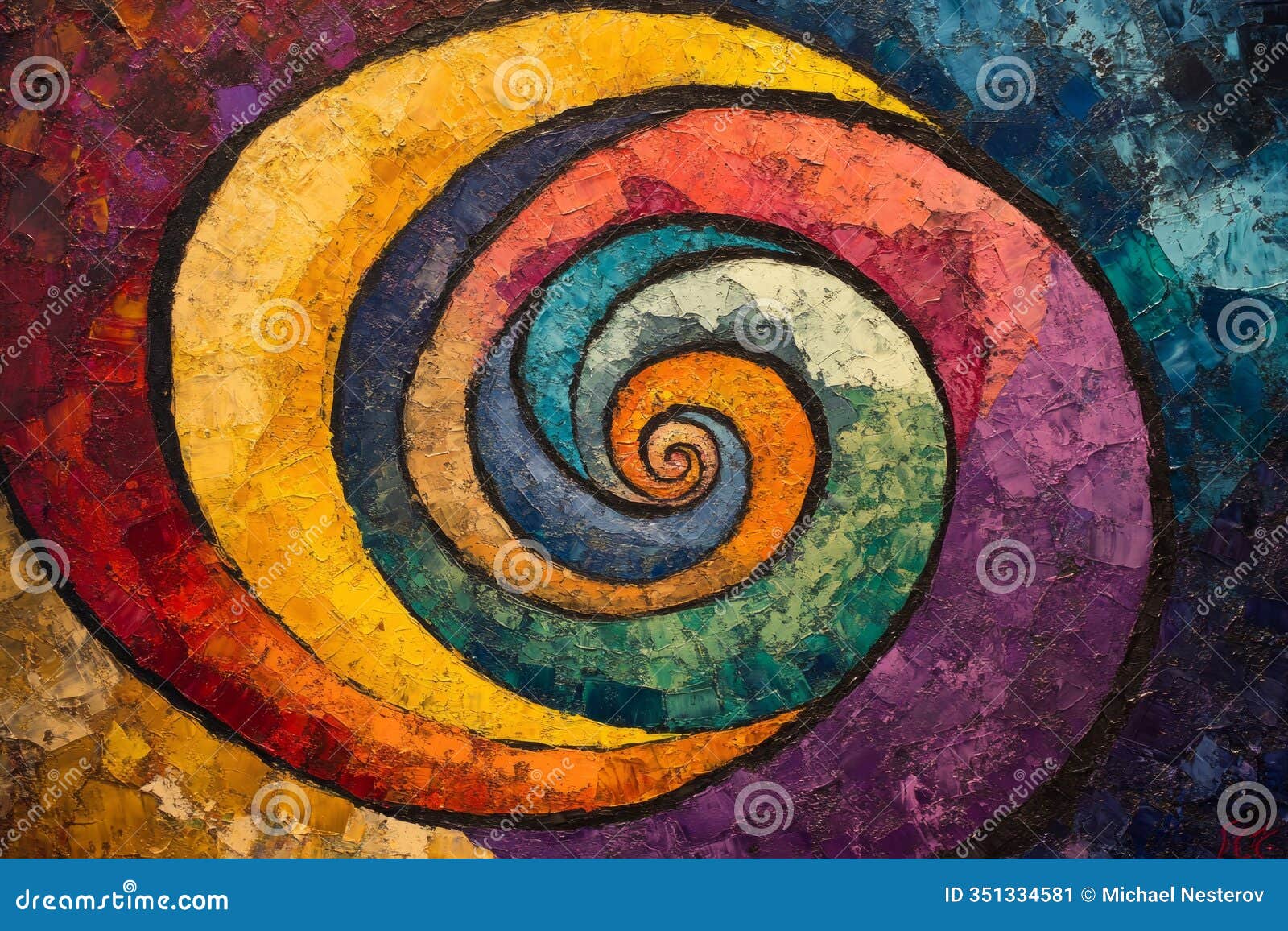 Oil Painting of a Multicolored Spiral Creating a Mesmerizing Visual ...