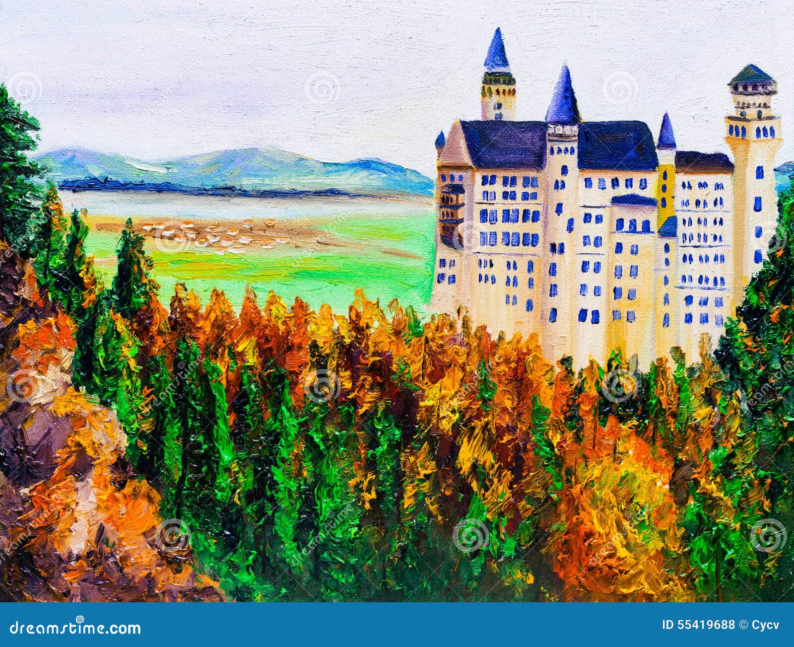 Oil Painting - Neuschwanstein, Germany Stock Photo - Image of fantasy ...