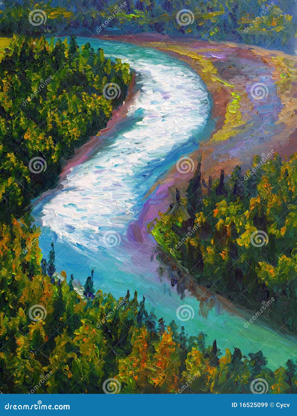 Oil Painting - Rushing Stream Stock Image - Image of rural, pictorial ...