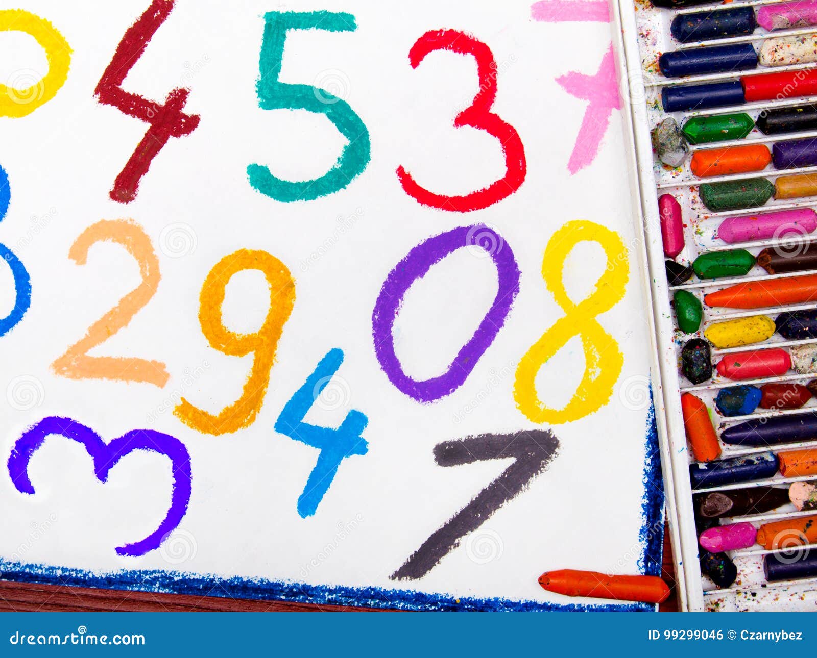 Drawing: Math Lesson with Colorful Numbers Stock Photo - Image of ...