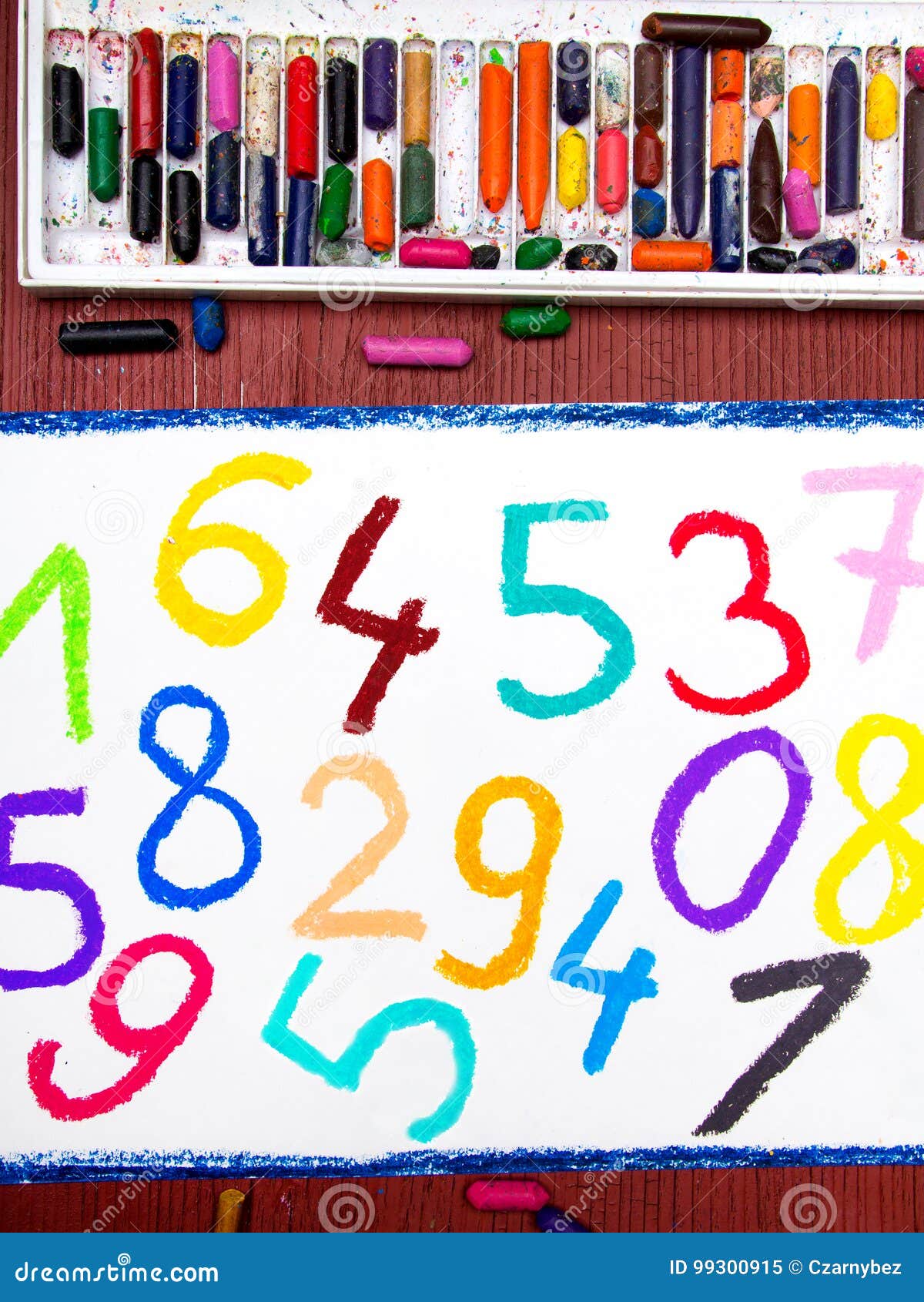 Drawing: Math Lesson with Colorful Numbers Stock Illustration ...