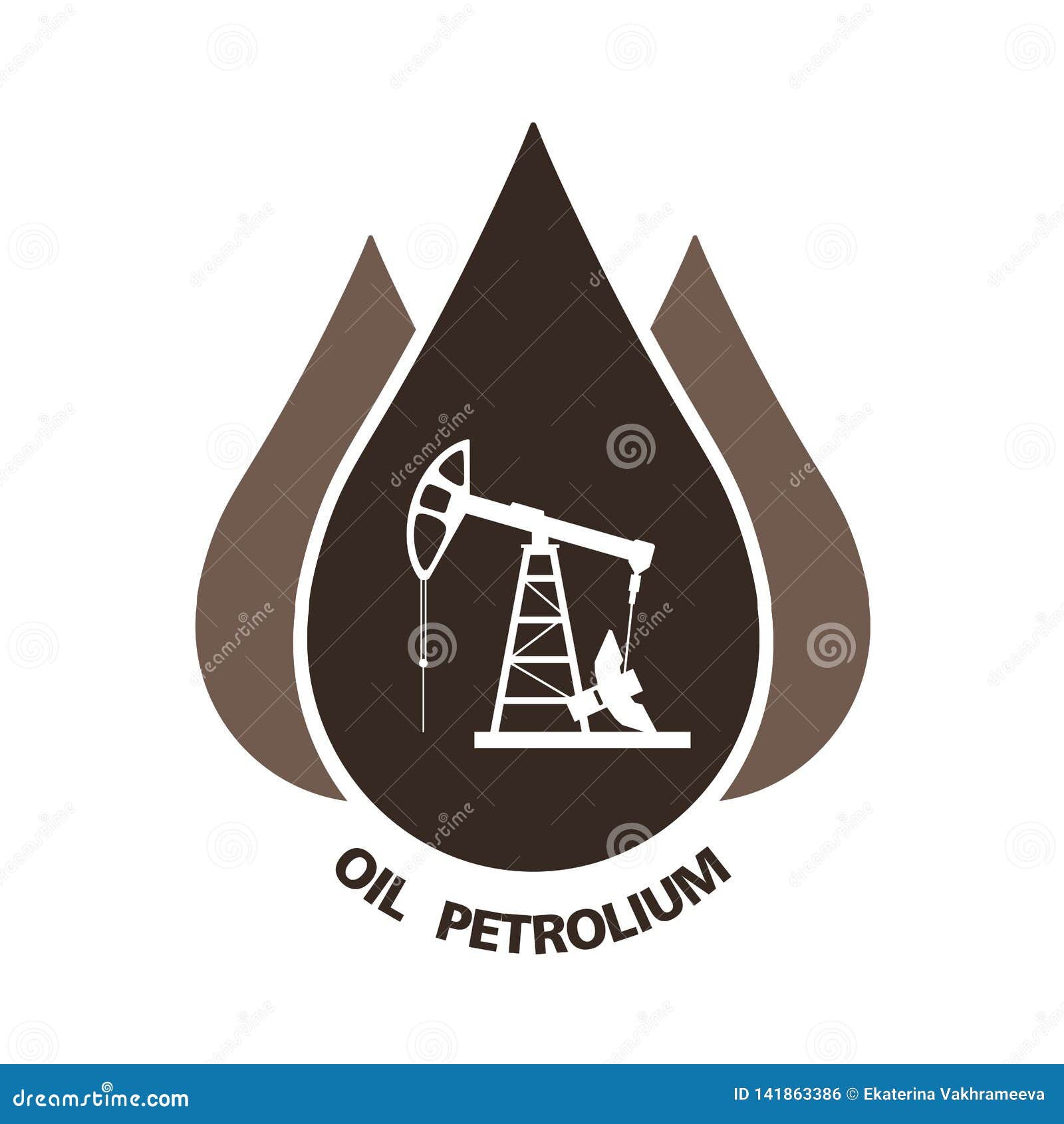 Silhouette of an Oil Well in a Drop of Oil. Vector Symbol Sign on White ...