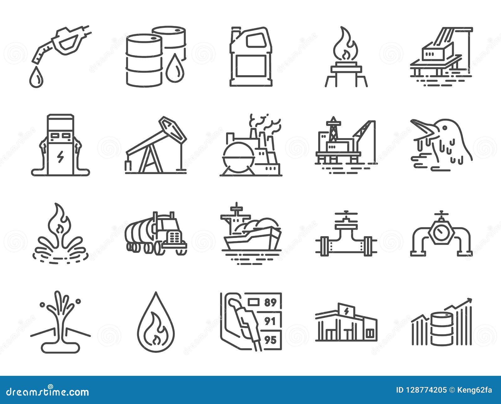 Oil and Petroleum Line Icon Set. Included Icons As Power, Fuel, Energy ... Oil and Petroleum Line Icon Set. Included Icons As Power, Fuel, Energy ...