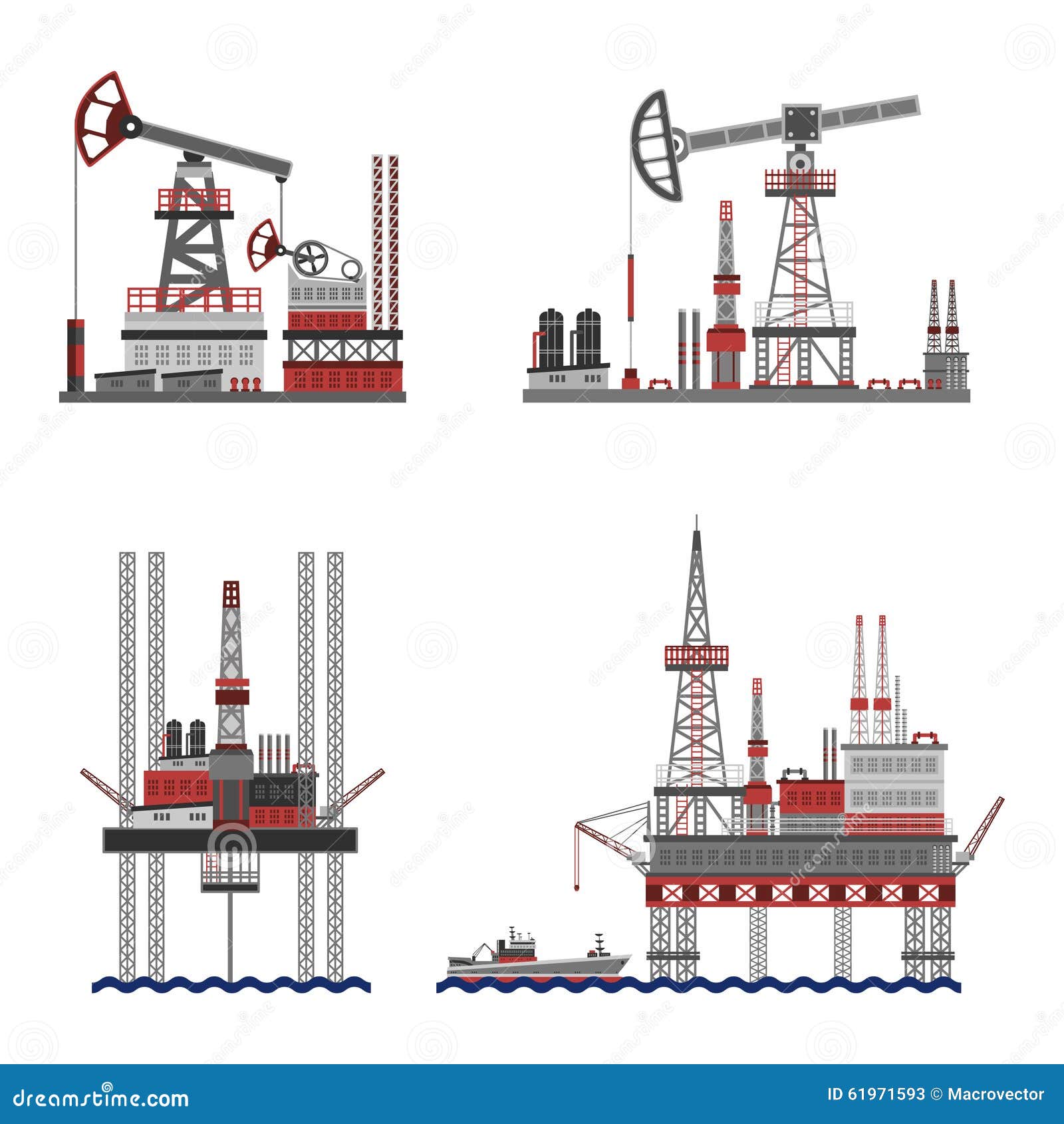Oil Petroleum Platform Set stock vector. Illustration of environment ...