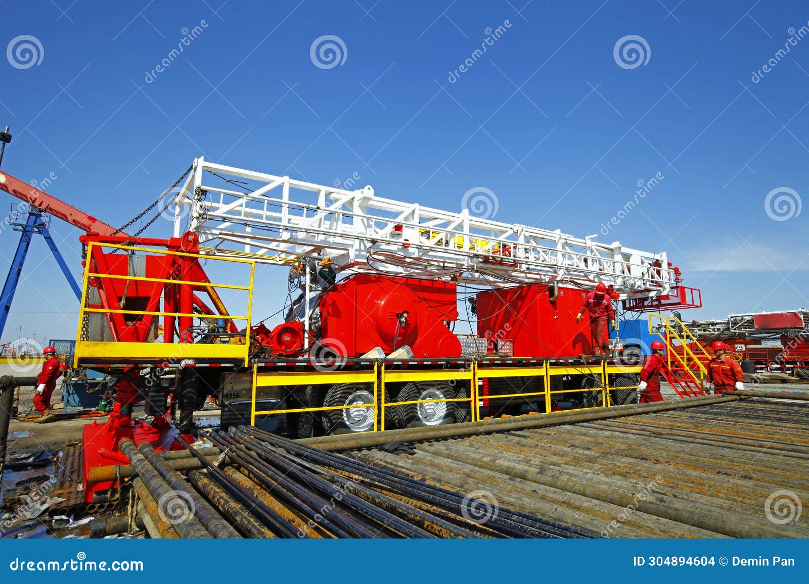 Oil Pipe and Oil Drilling Rig Equipment Stock Photo - Image of tubing ...