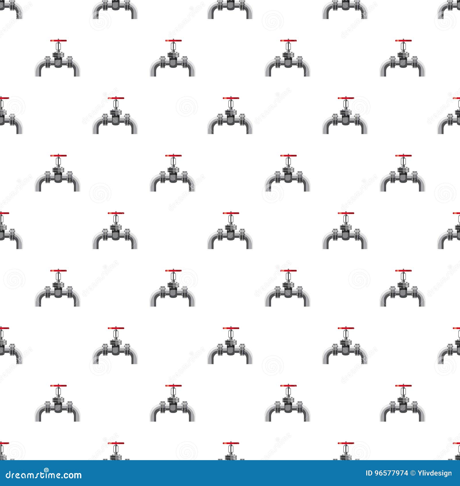 Pipe With A Red Valves Icon, Flat Style Cartoon Vector | CartoonDealer ...