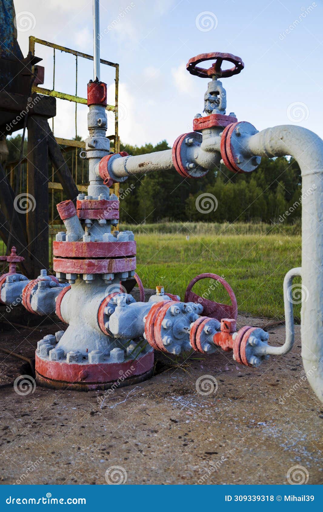 Oil Pipeline and Pumping Unit, Closeup of Photo Stock Photo - Image of ...