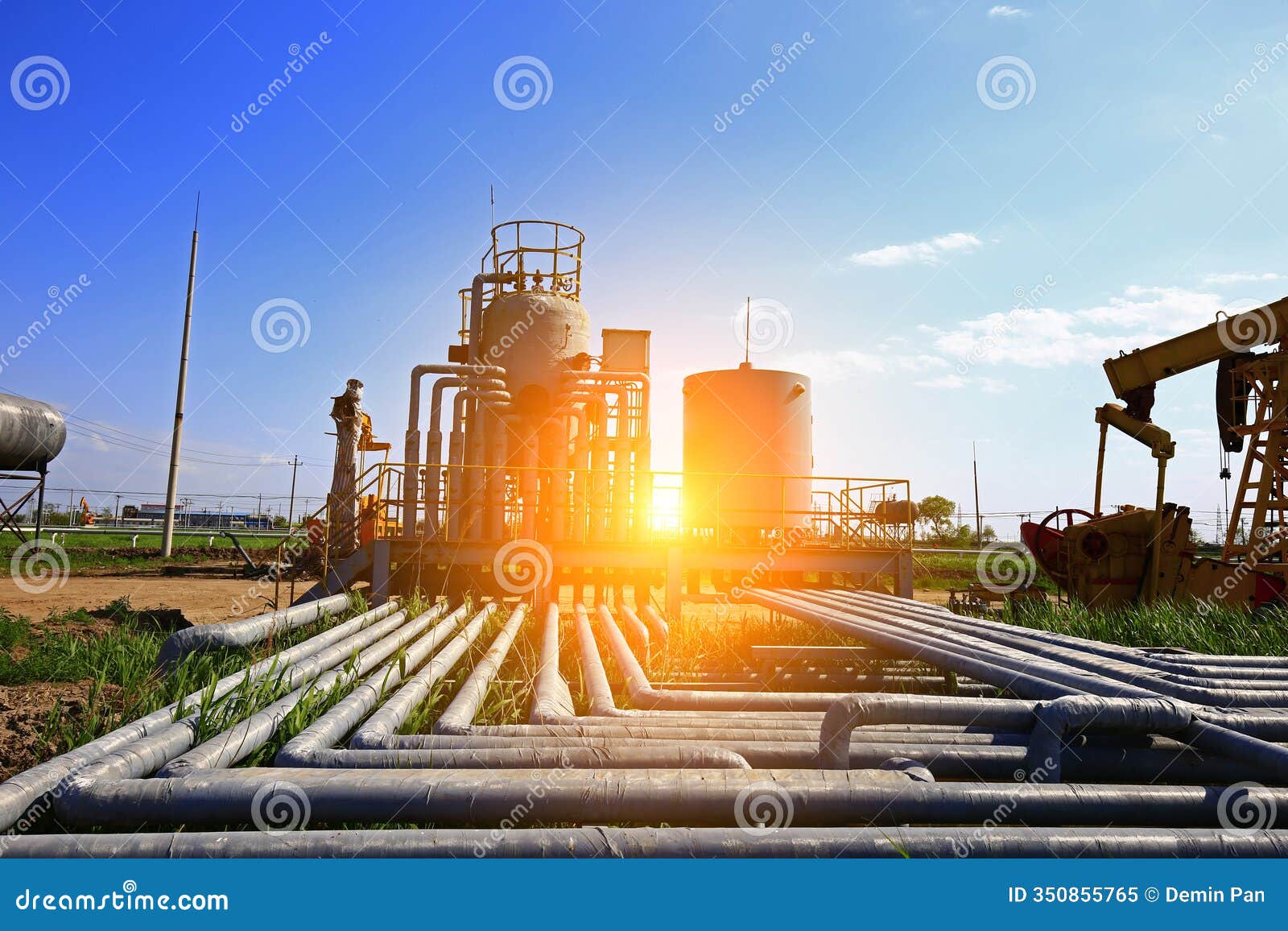 Oil pipes and valves stock image. Image of exploration - 350855765