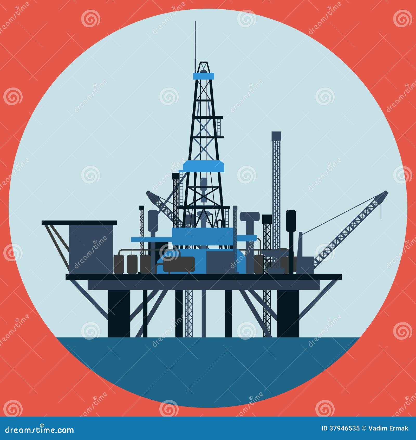 Oil Platform Flat Vector Illustration Stock Vector - Illustration of ...