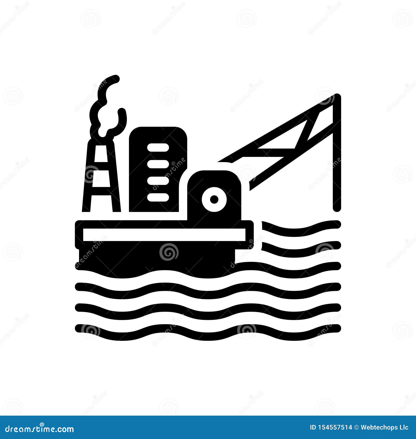 Black Solid Icon for Oil Platform, Offshore and Development Stock ...