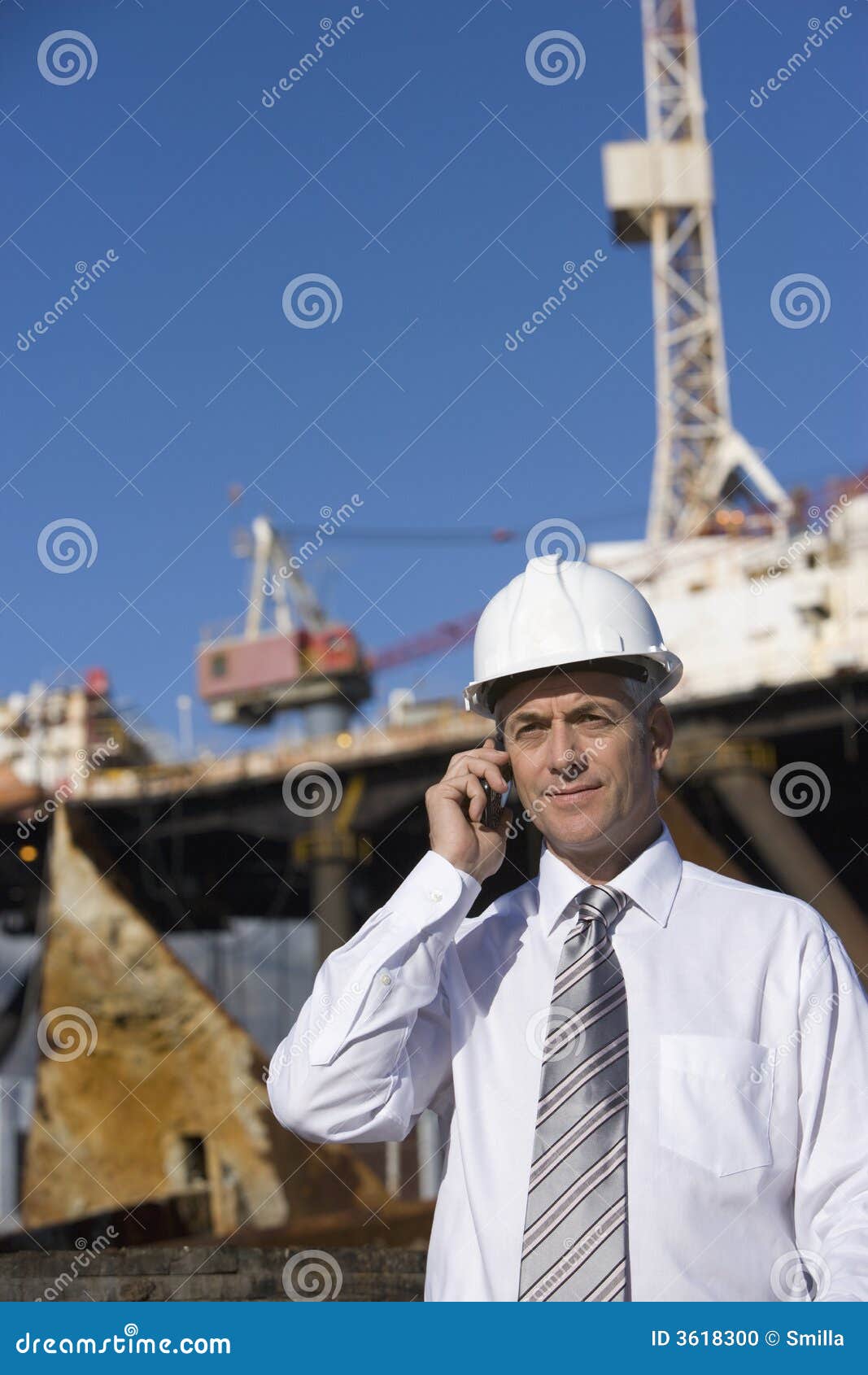 An oil platform inspector stock photo. Image of talking - 3618300