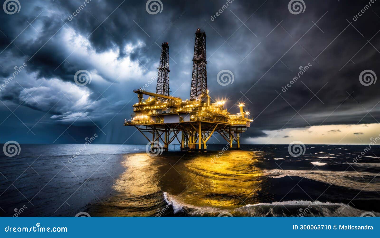 Oil Platform in the Ocean. Generated with AI Stock Photo - Image of ...