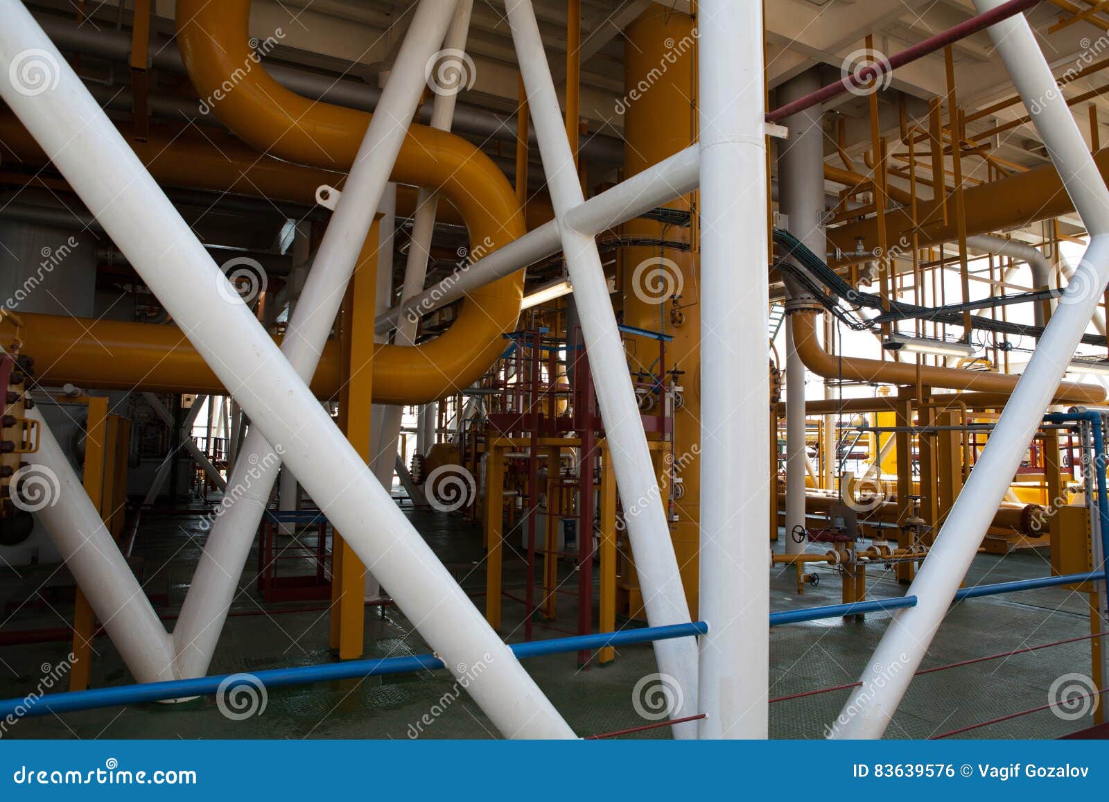Oil Platform Pipeline and Pressure Transfer System Stock Photo - Image ...