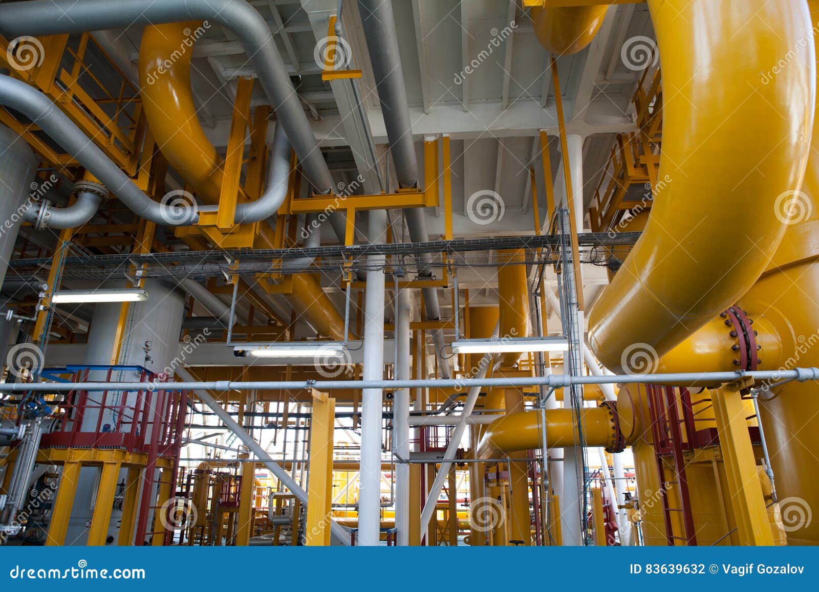 Oil Platform Pipeline and Pressure Transfer System Stock Photo - Image ...