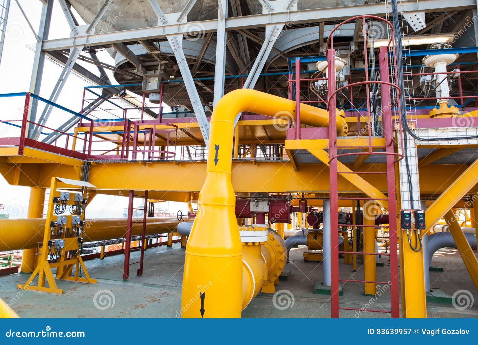 Oil Platform Pipeline and Pressure Transfer System Stock Image - Image ...