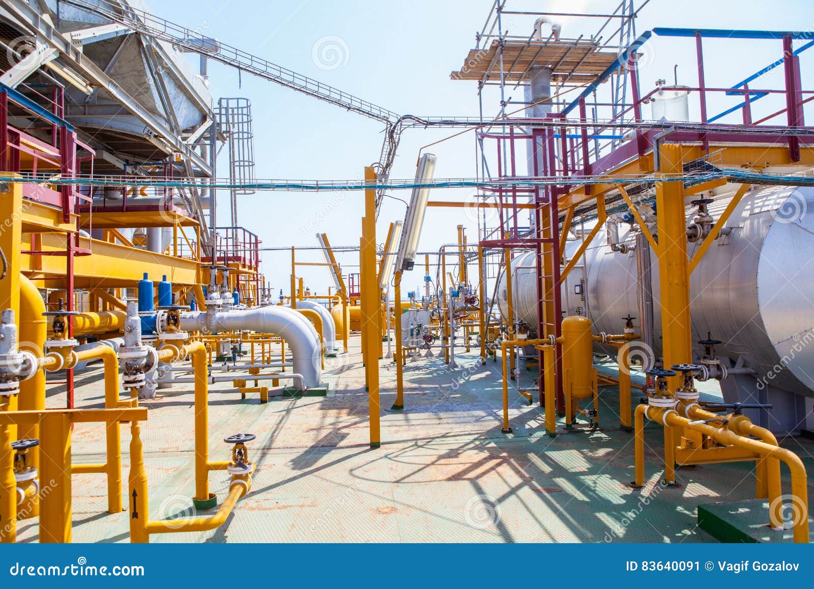 Oil Platform Pipeline and Pressure Transfer System Stock Image - Image ...
