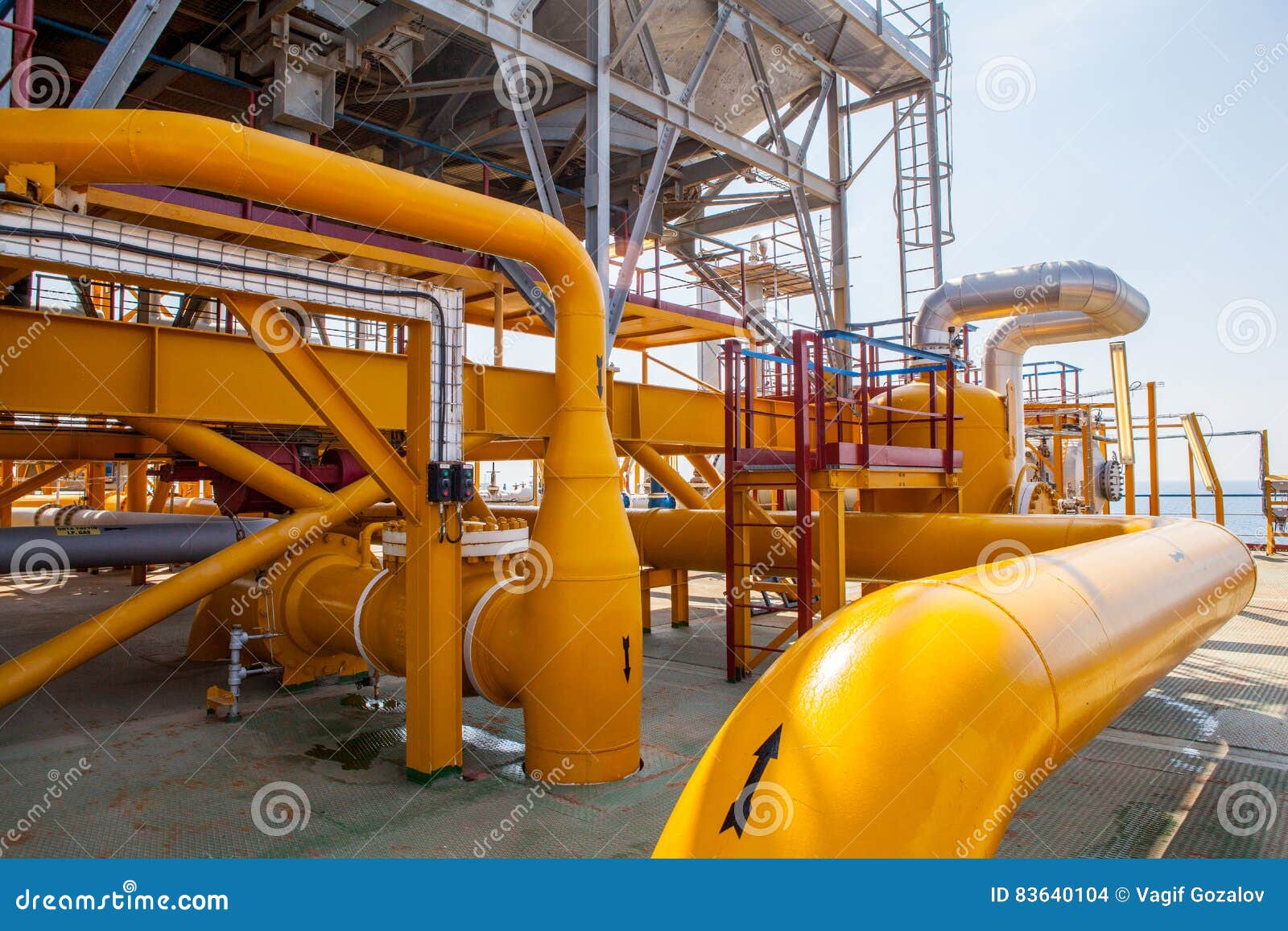 Oil Platform Pipeline and Pressure Transfer System Stock Photo - Image ...