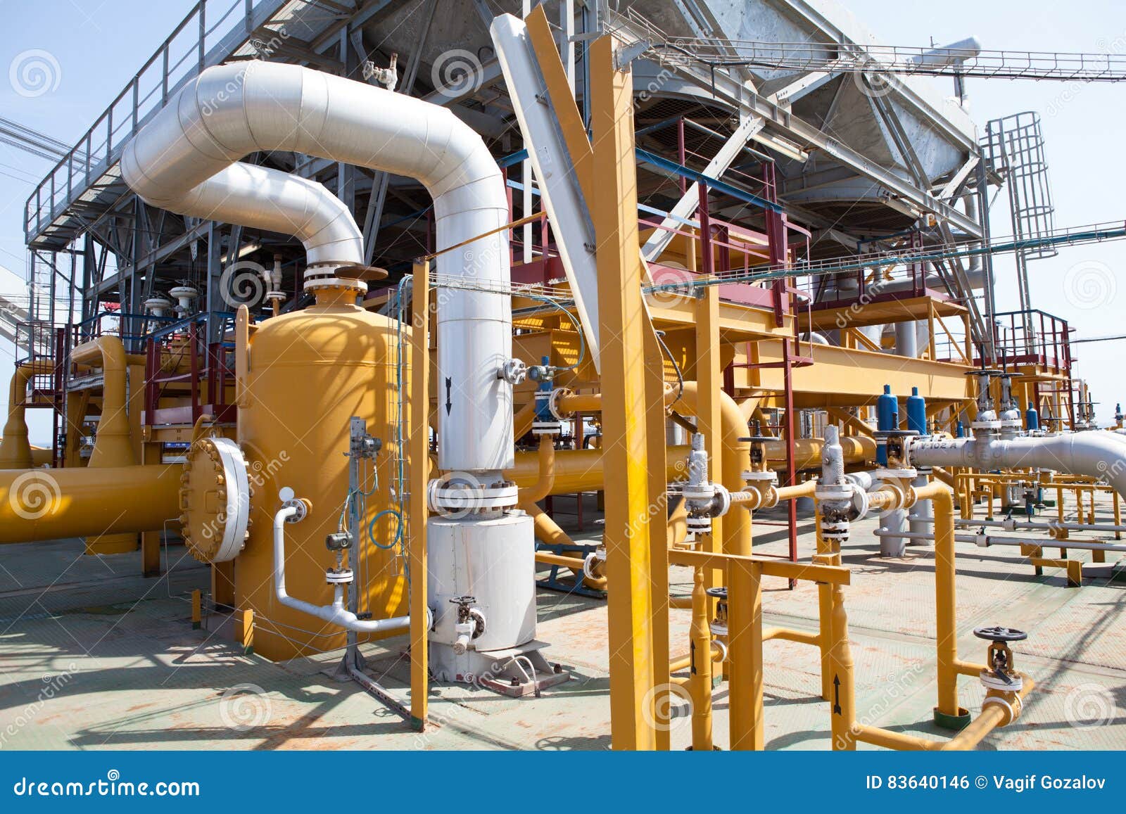 Oil Platform Pipeline and Pressure Transfer System Stock Photo - Image ...