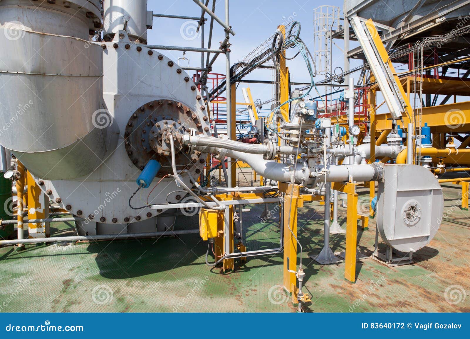 Oil Platform Pipeline and Pressure Transfer System Stock Photo - Image ...
