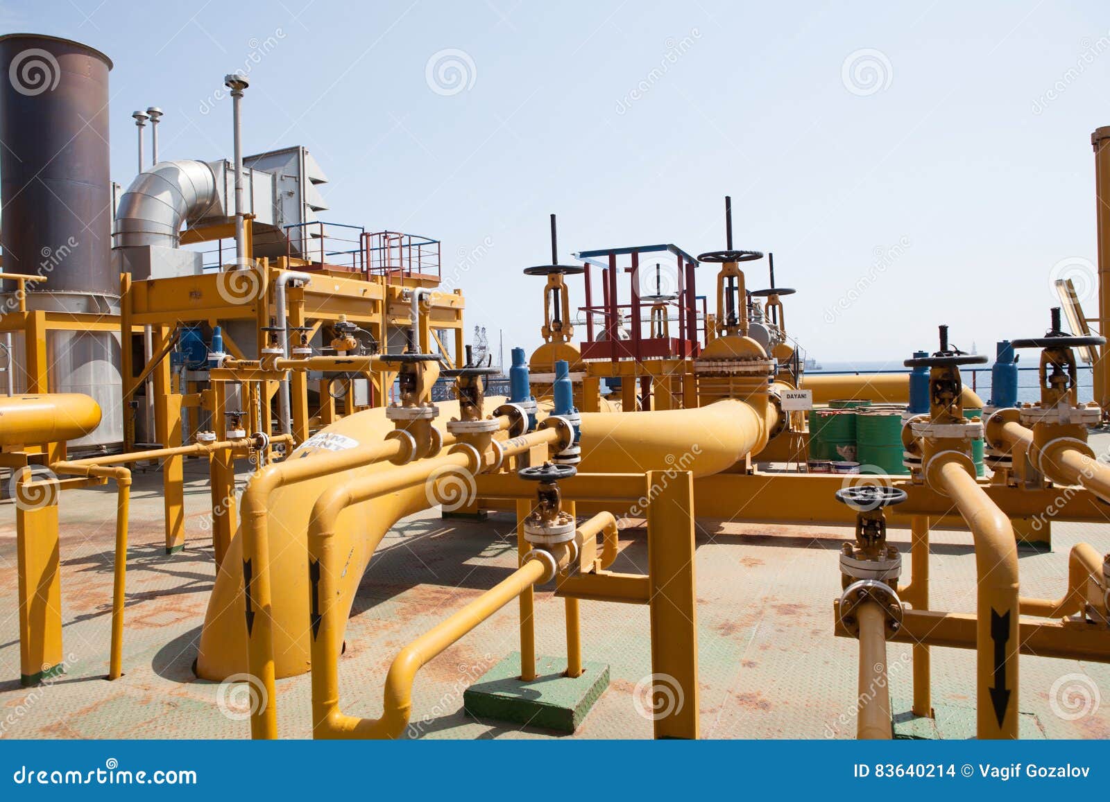 Oil Platform Pipeline and Pressure Transfer System Stock Photo - Image ...