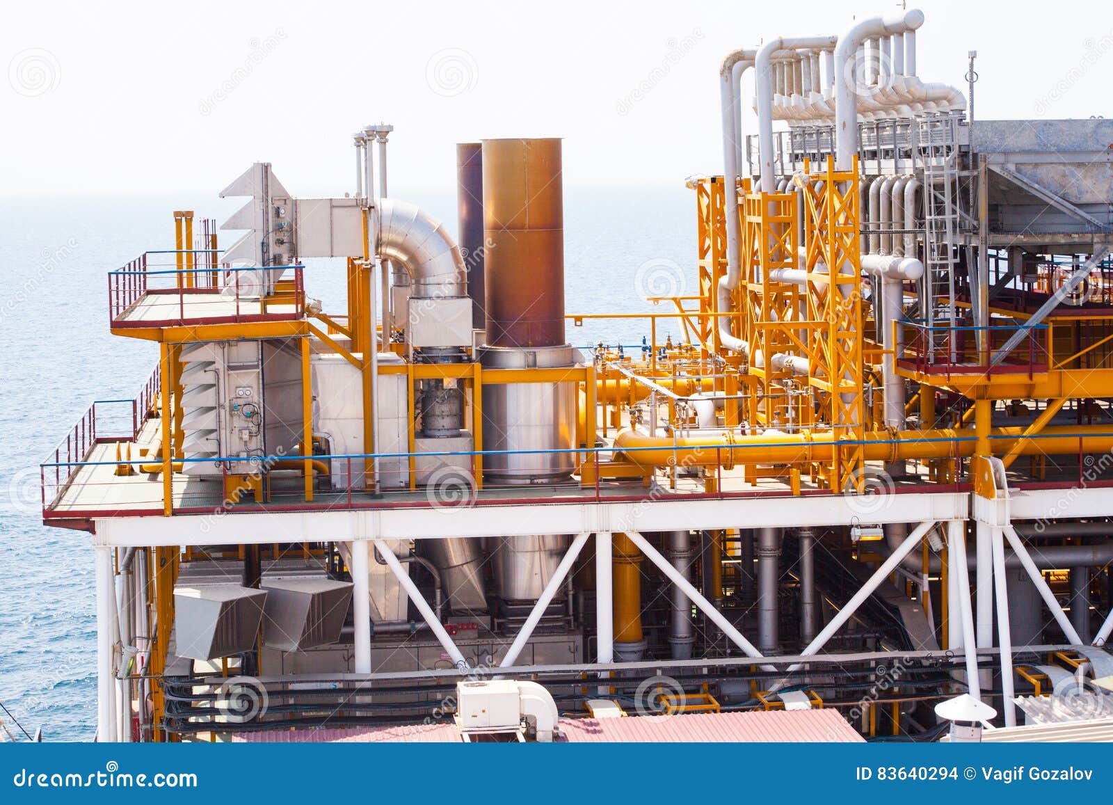 Oil Platform Pipeline and Pressure Transfer System Stock Photo - Image ...