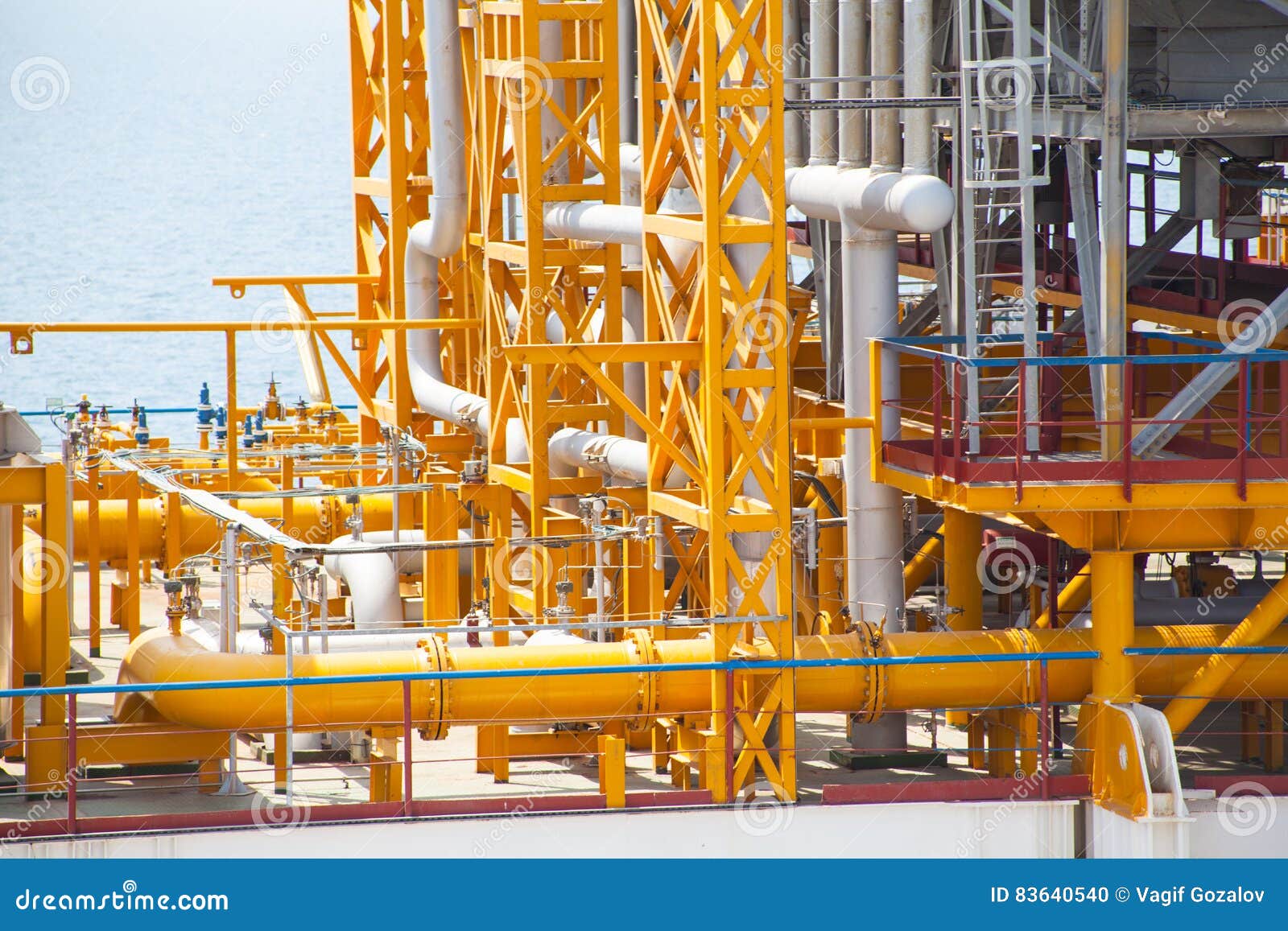 Oil Platform Pipeline and Pressure Transfer System Stock Photo - Image ...