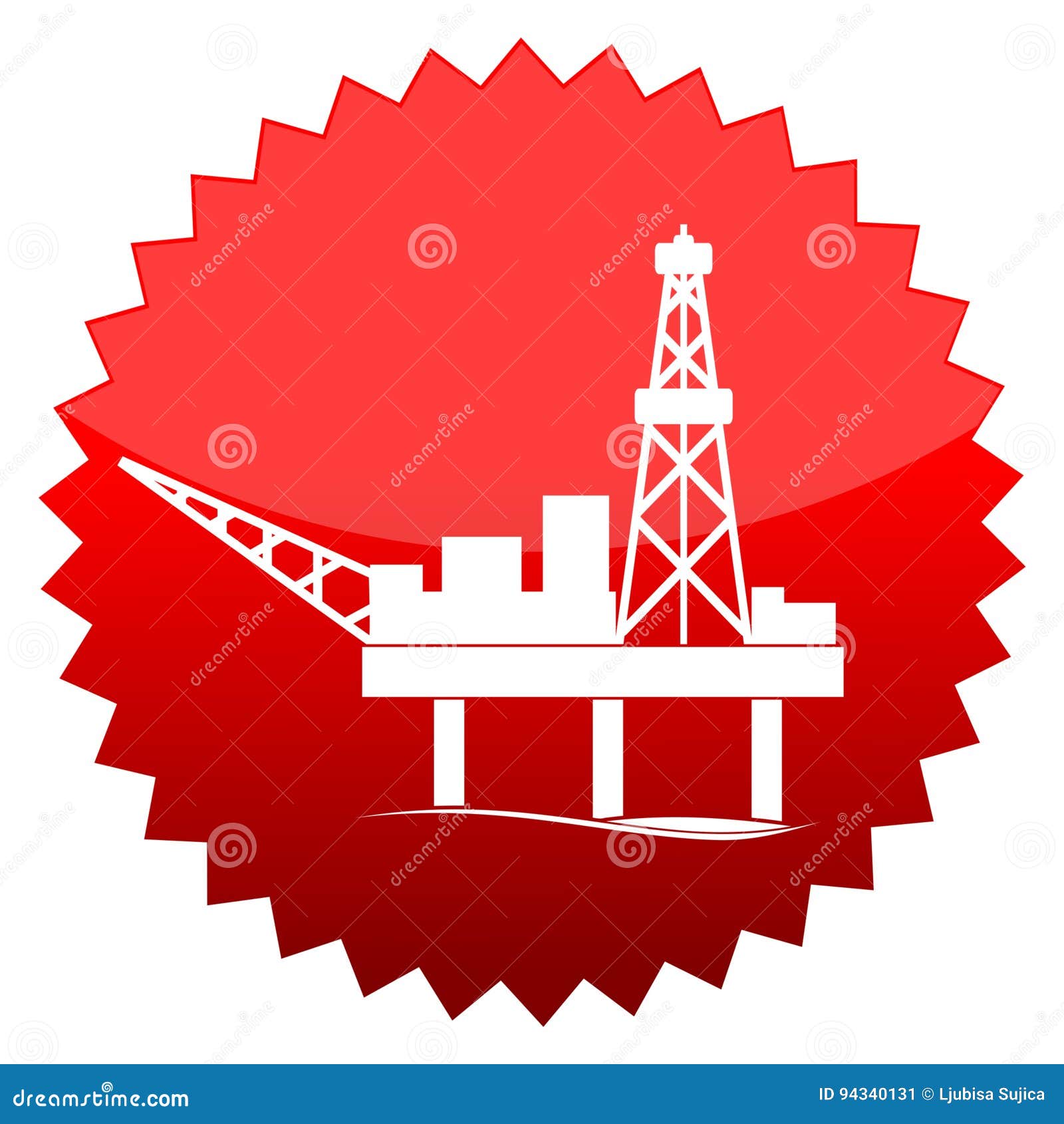 Oil platform, Red sun sign stock illustration. Illustration of glossy ...